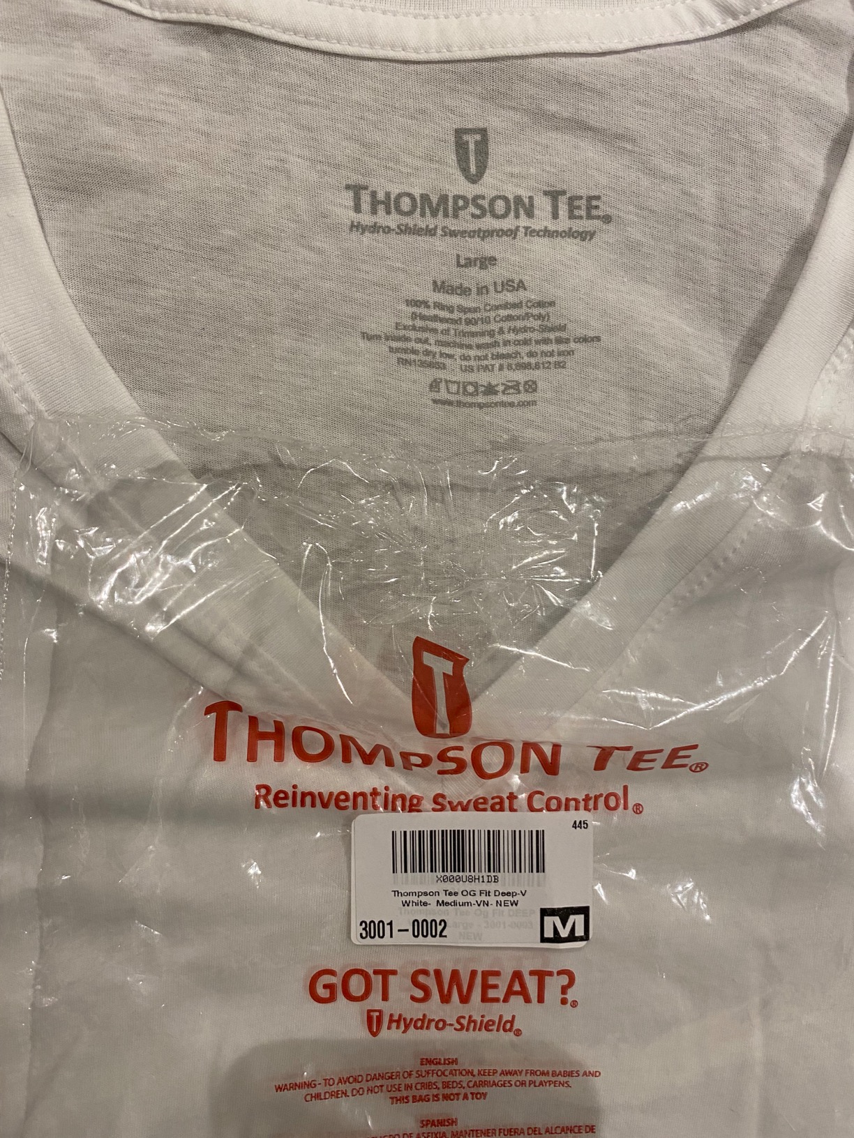 THOMPSON TEE Men's Sweatproof Undershirt | Cotton Deep V Neck T-Shirt ...
