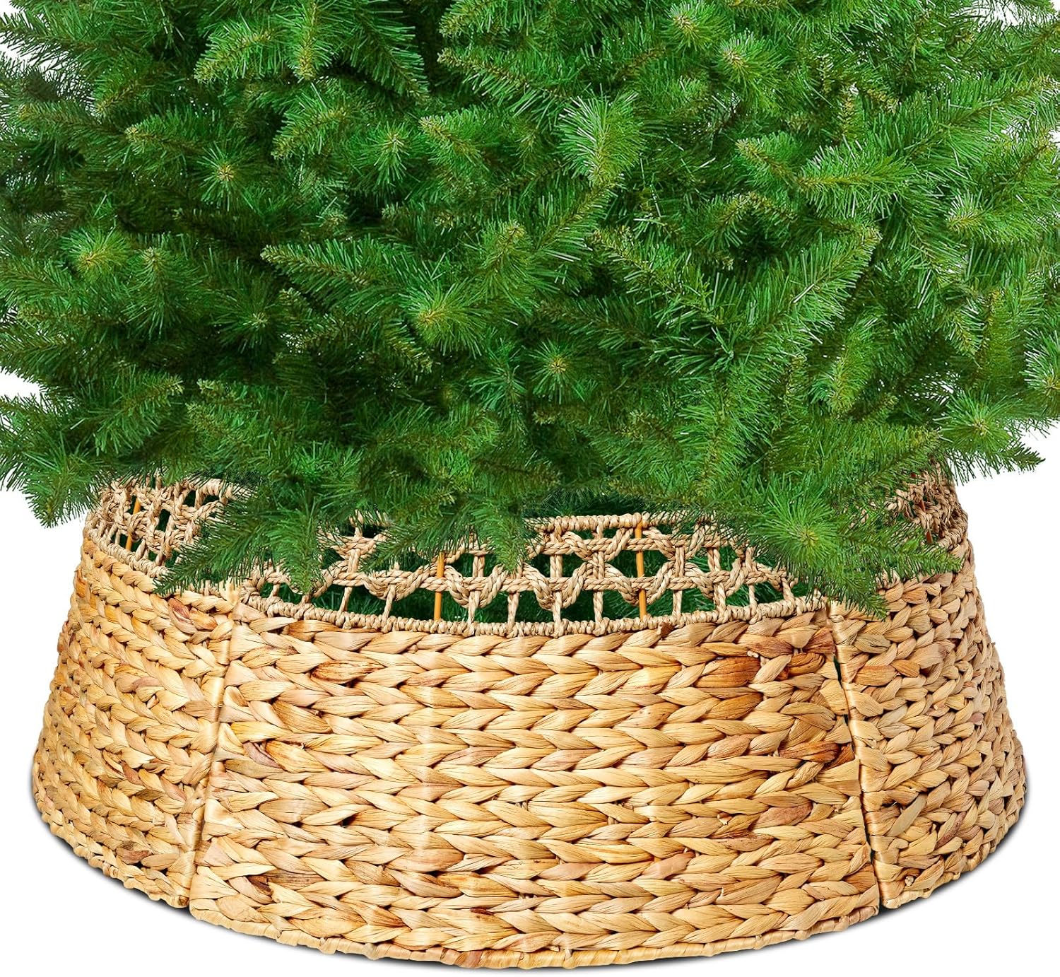 Brightown Christmas Tree Collar - Rustic Handcrafted Rattan Christmas ...