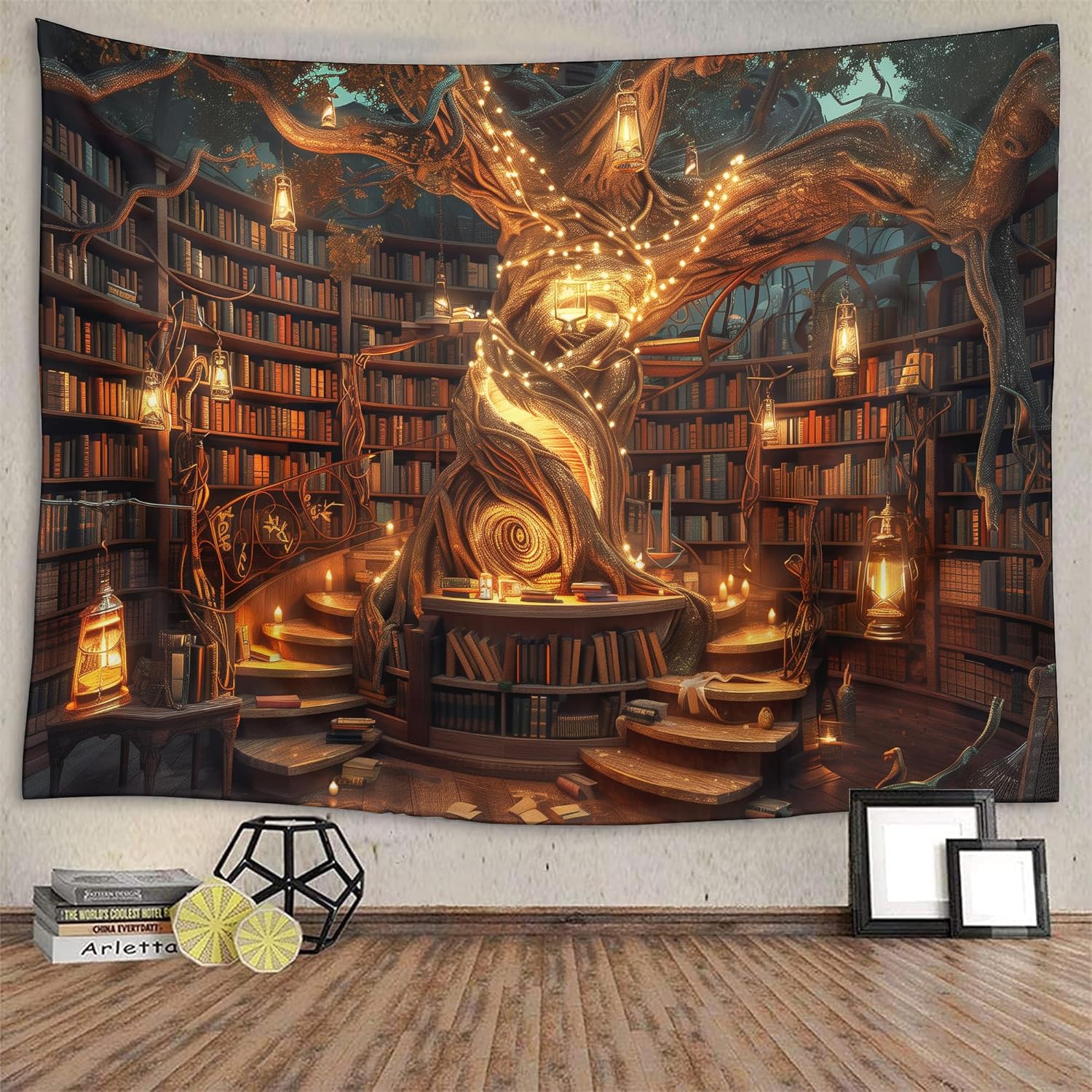 Amazon.com: Reading Is My Happy Place Tapestry, Library Books Wall ...