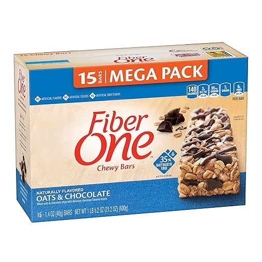 Amazon.com: Fiber One Chewy Bar, Oats and Chocolate, 15 Fiber Bars Mega ...