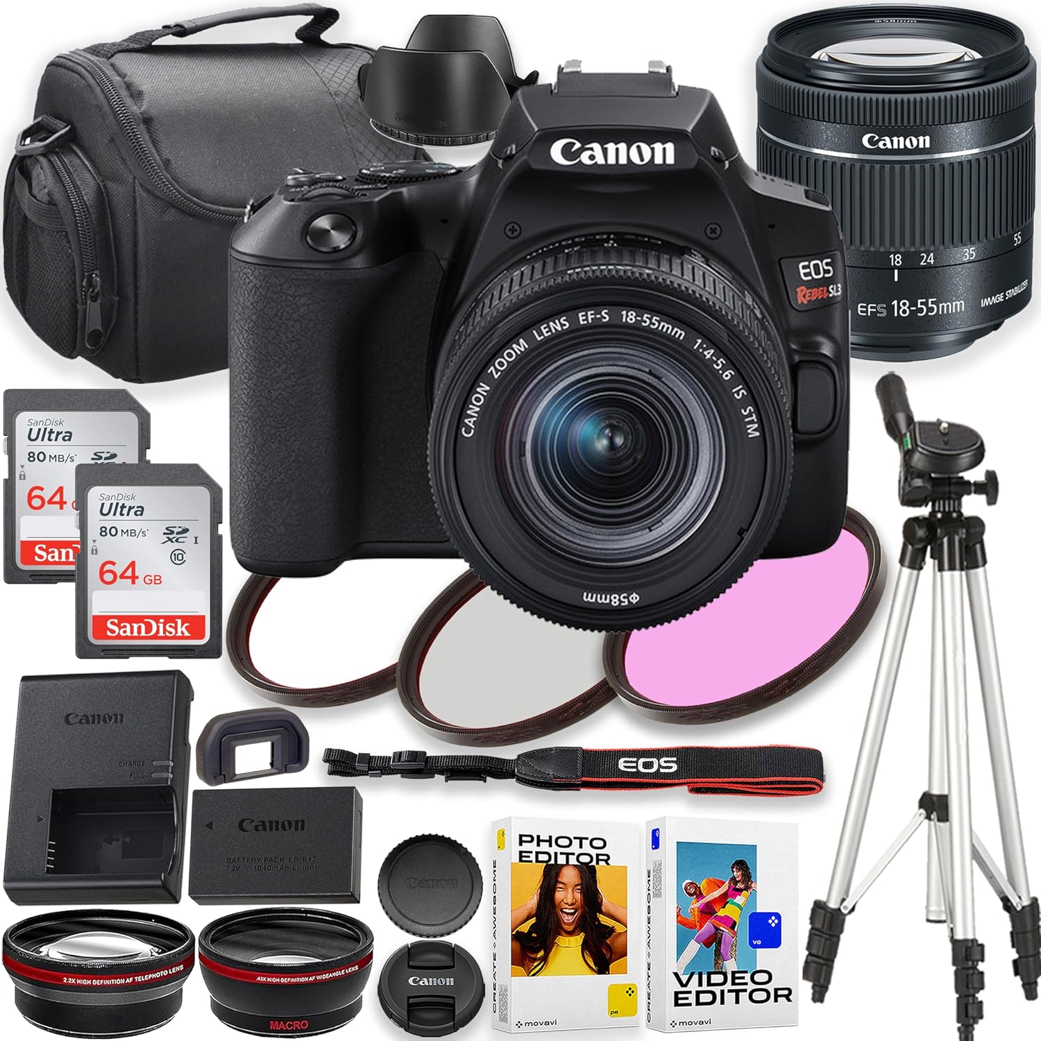 Amazon.com : Canon EOS Rebel SL3 DSLR Camera w/Canon EF-S 18-55mm is ...