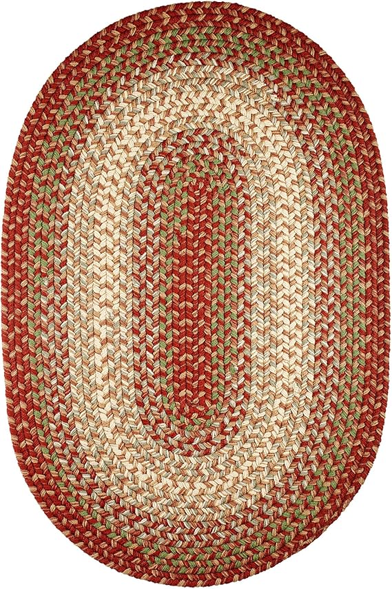 Amazon.com: Super Area Rugs Oval 5X8 Rust Red/Green Braided Rug ...