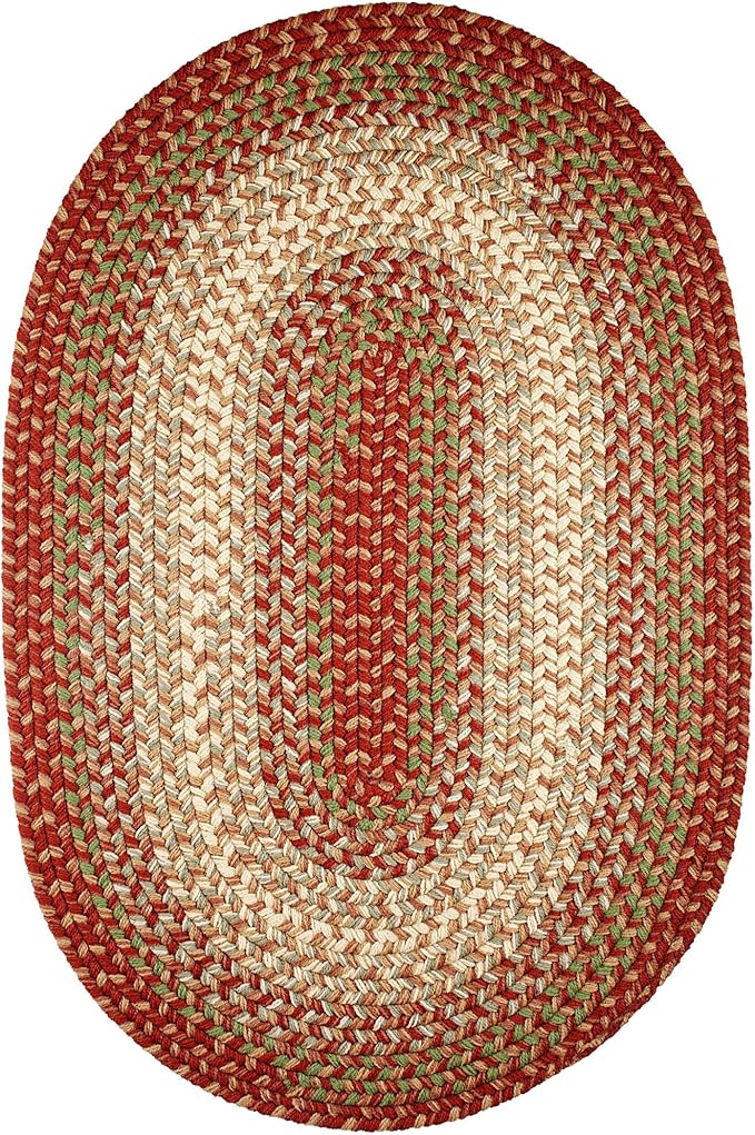 Amazon.com: Super Area Rugs Oval 5X8 Rust Red/Green Braided Rug ...