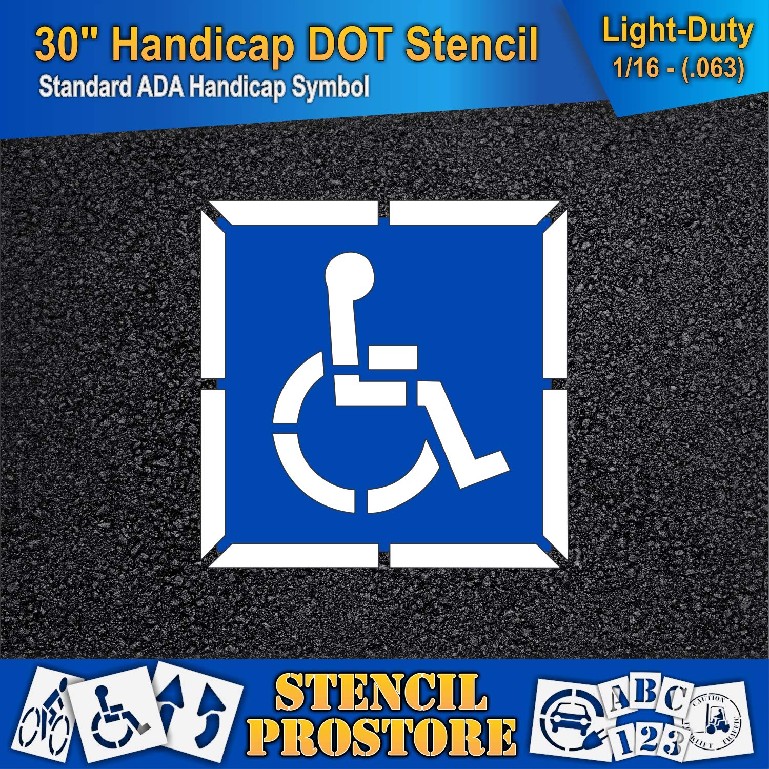 Snapklik.com : Pavement Stencils - 30 Inch - Handicap - ADA Stencil