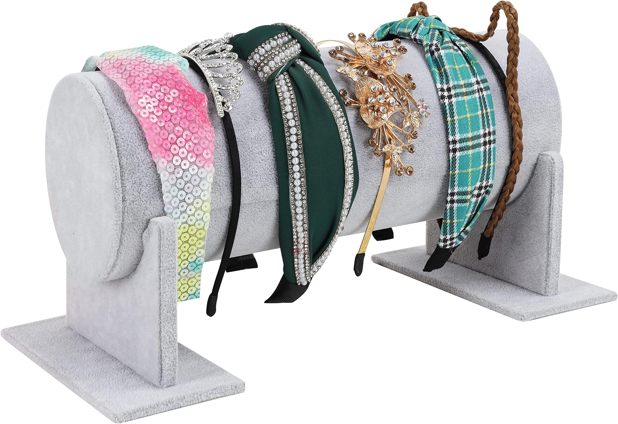 Grey Velvet Headband Holder/Jewellery Organiser Stand, 30.5 x 18 cm ...