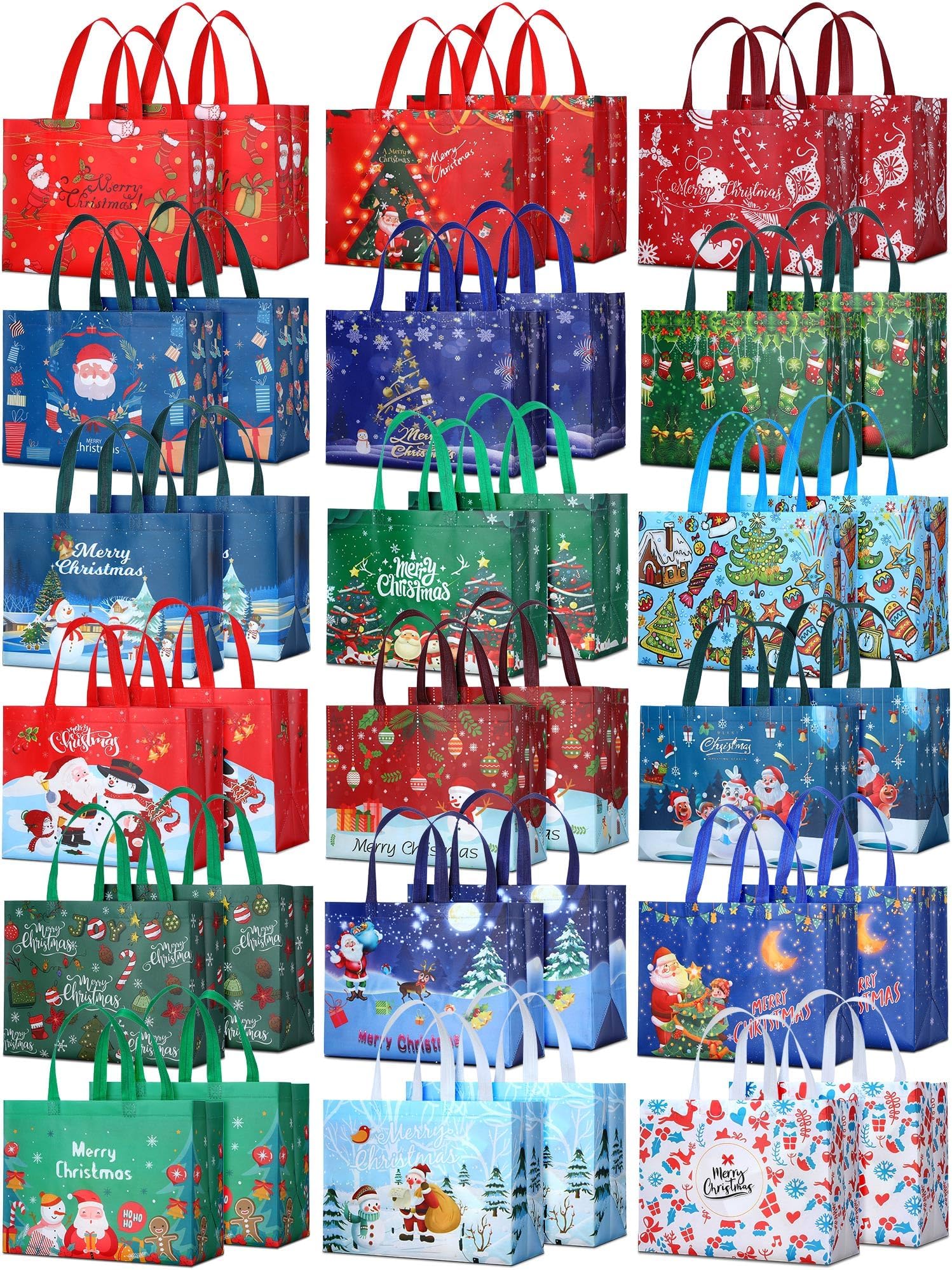Amazon.com: Paterr 90 Pcs Large Christmas Tote Bags Bulk Christmas Gift ...