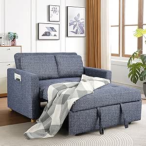 Amazon.com: SEJOV Convertible Sofa Bed, 3-in-1 Sleeper Sofa Pull Out Couch Bed, 2-Seater Linen ...