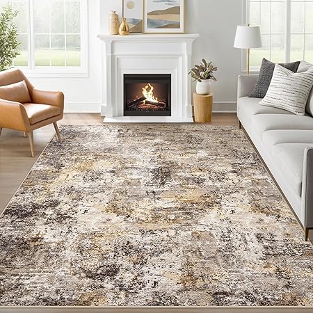 Amazon.com: 6x9 Area Rugs for Living Room: Washable Neutral Abstract ...