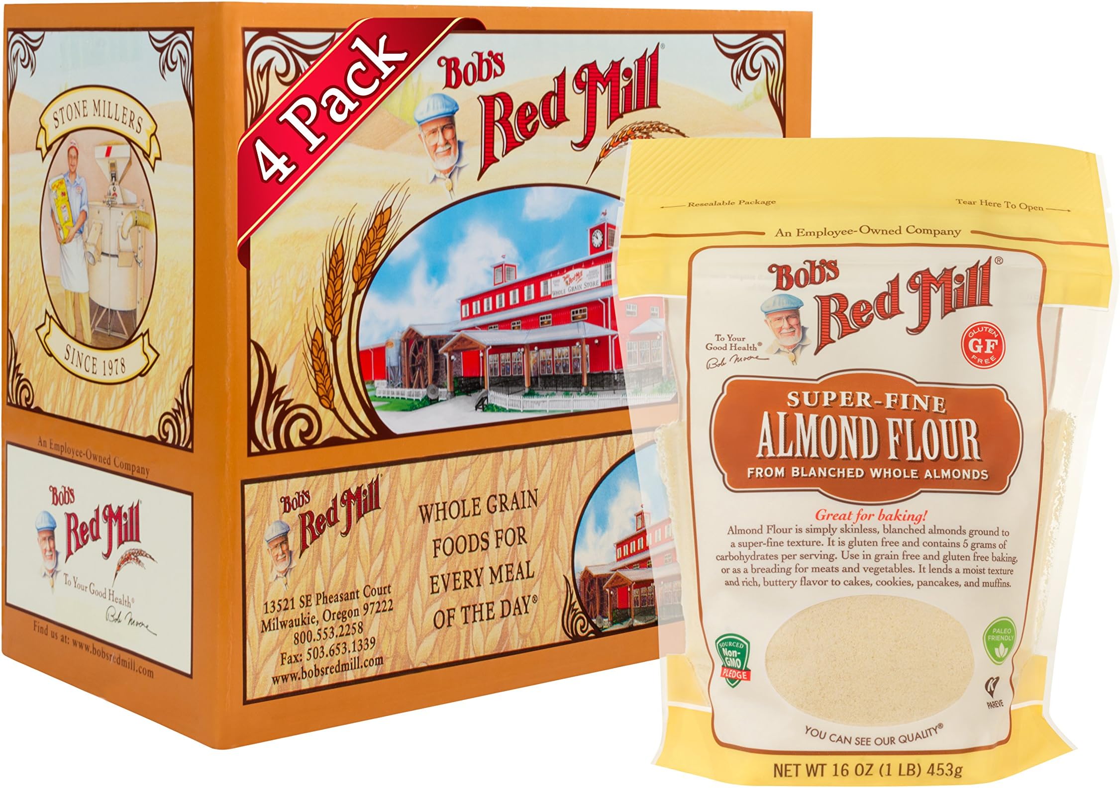 Amazon.com: Bob's Red Mill Super-Fine Almond Flour, 16oz (Pack of 4 ...