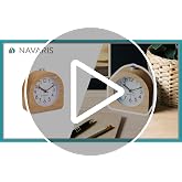 Navaris Analogue Wooden Alarm Clock - Retro Table Clock with Half Round ...