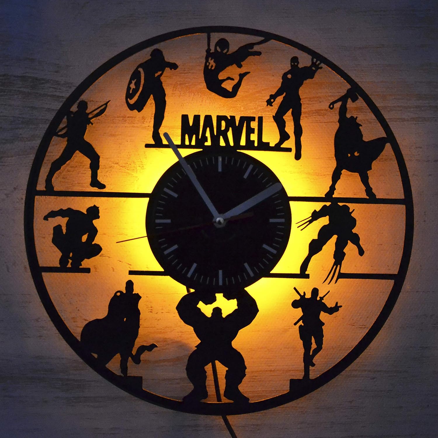 Wall Clock Marvel Vinyl Clcok Superheroes Clock Vintage Clock Handmade ...