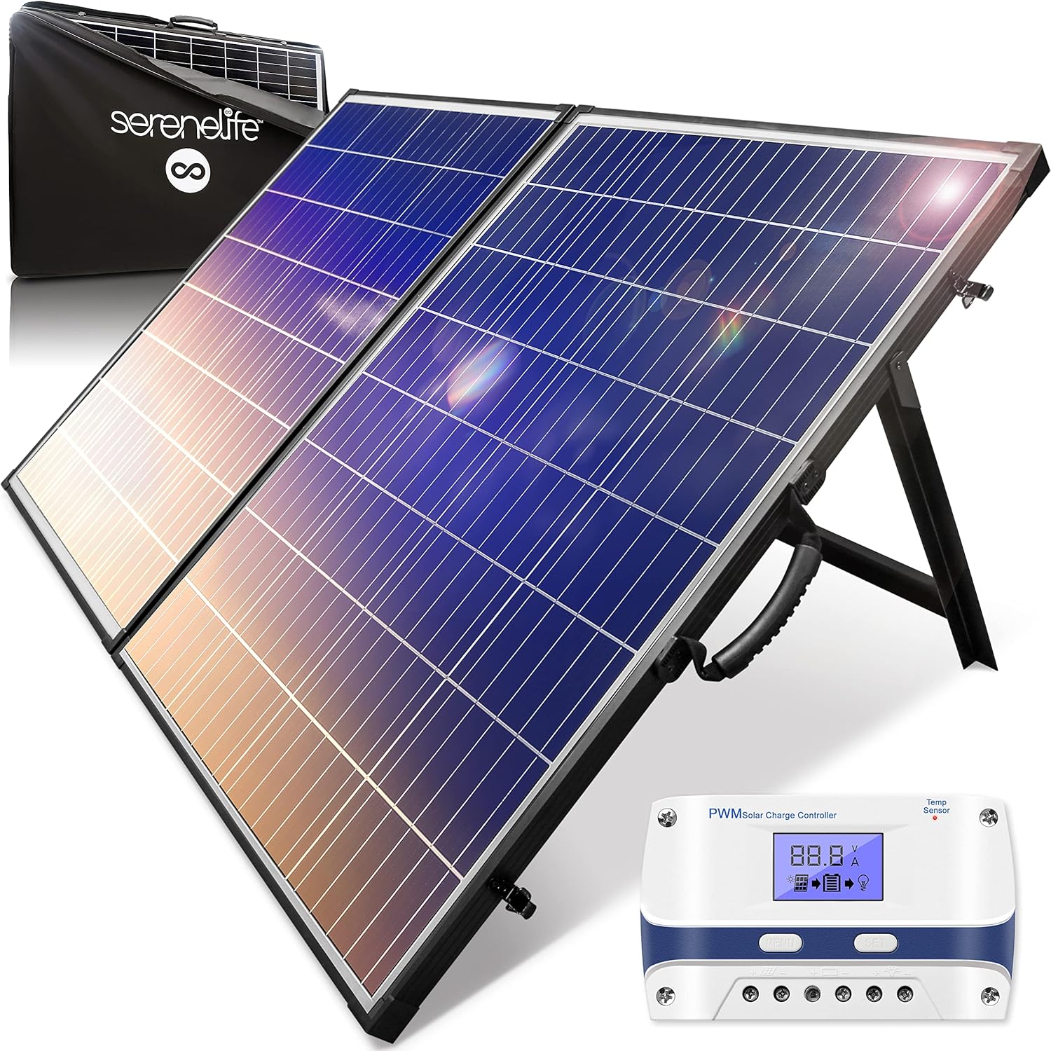 200 Watt Monocrystalline Solar Briefcase Panel Kit Foldable Solar Panel ...