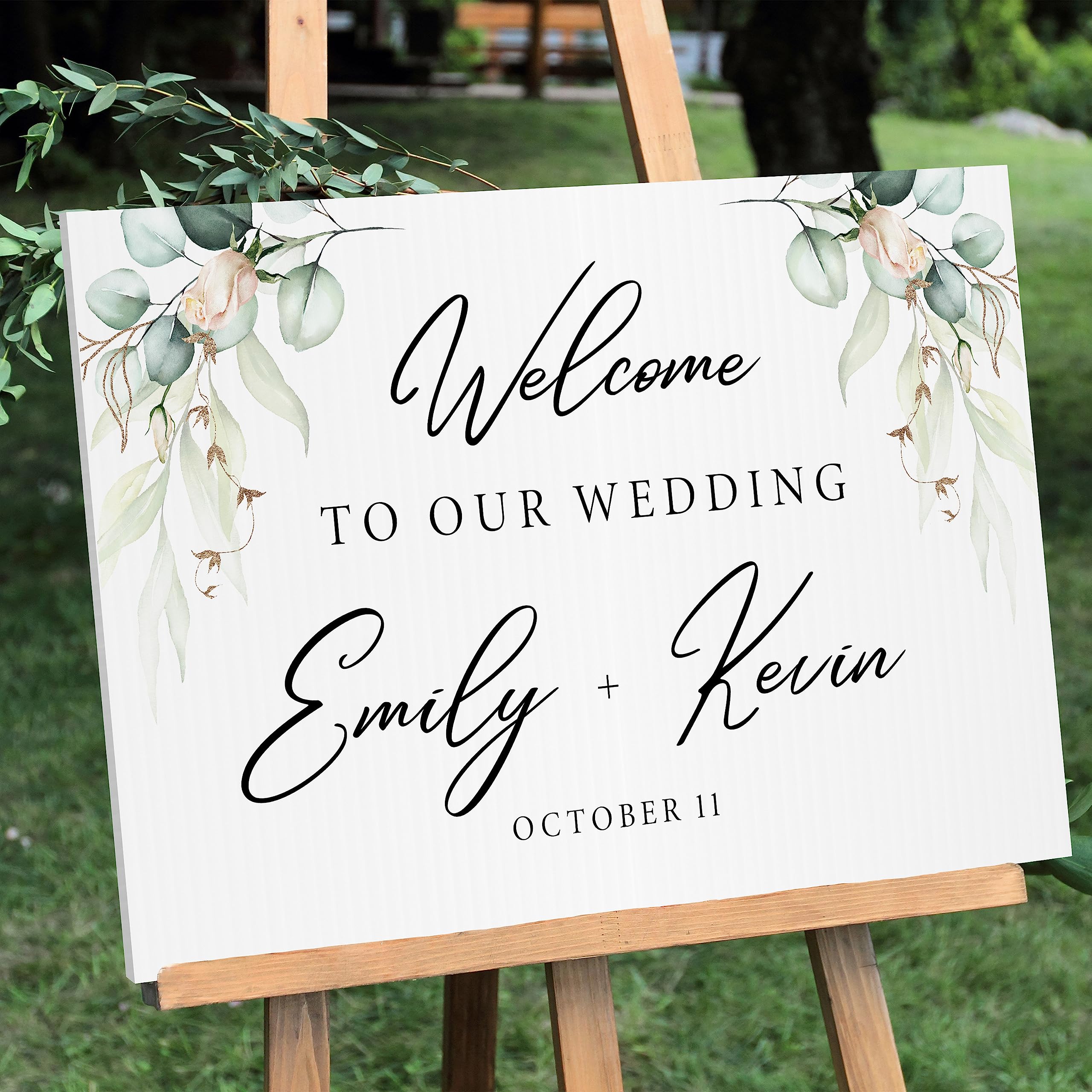 Amazon.com: Wedding Welcome Sign Personalized - 2 Sizes & 10 Floral ...