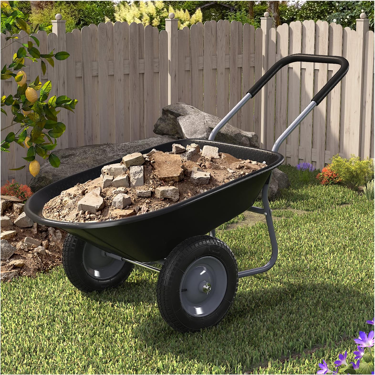 Amazon.com : True Temper RP810 Dual Wheel Poly Wheelbarrow, 8 Cubic ...