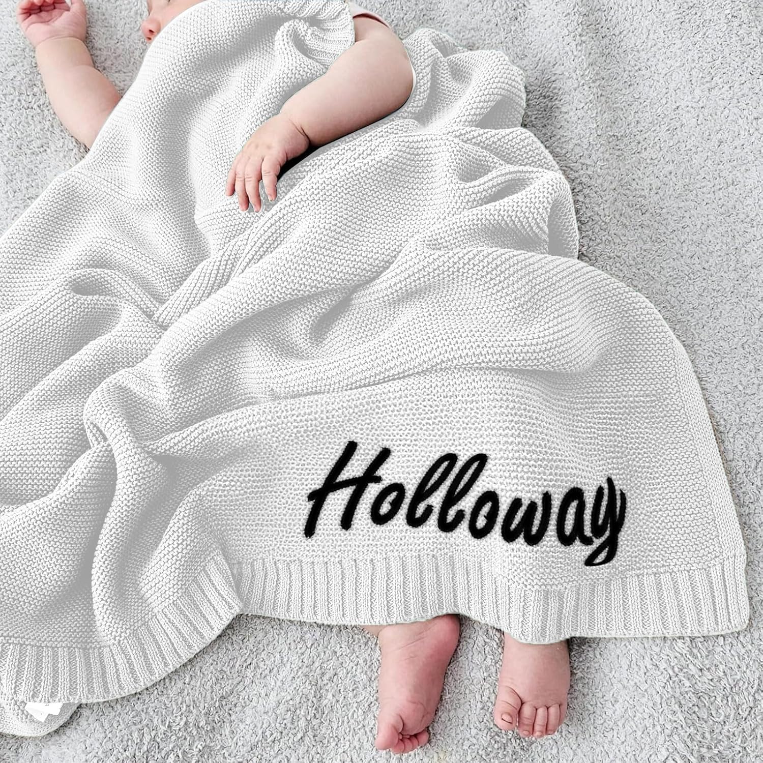 Amazon.com: TTMIZA Personalized Baby Knit Blanket Custom Embroidered ...