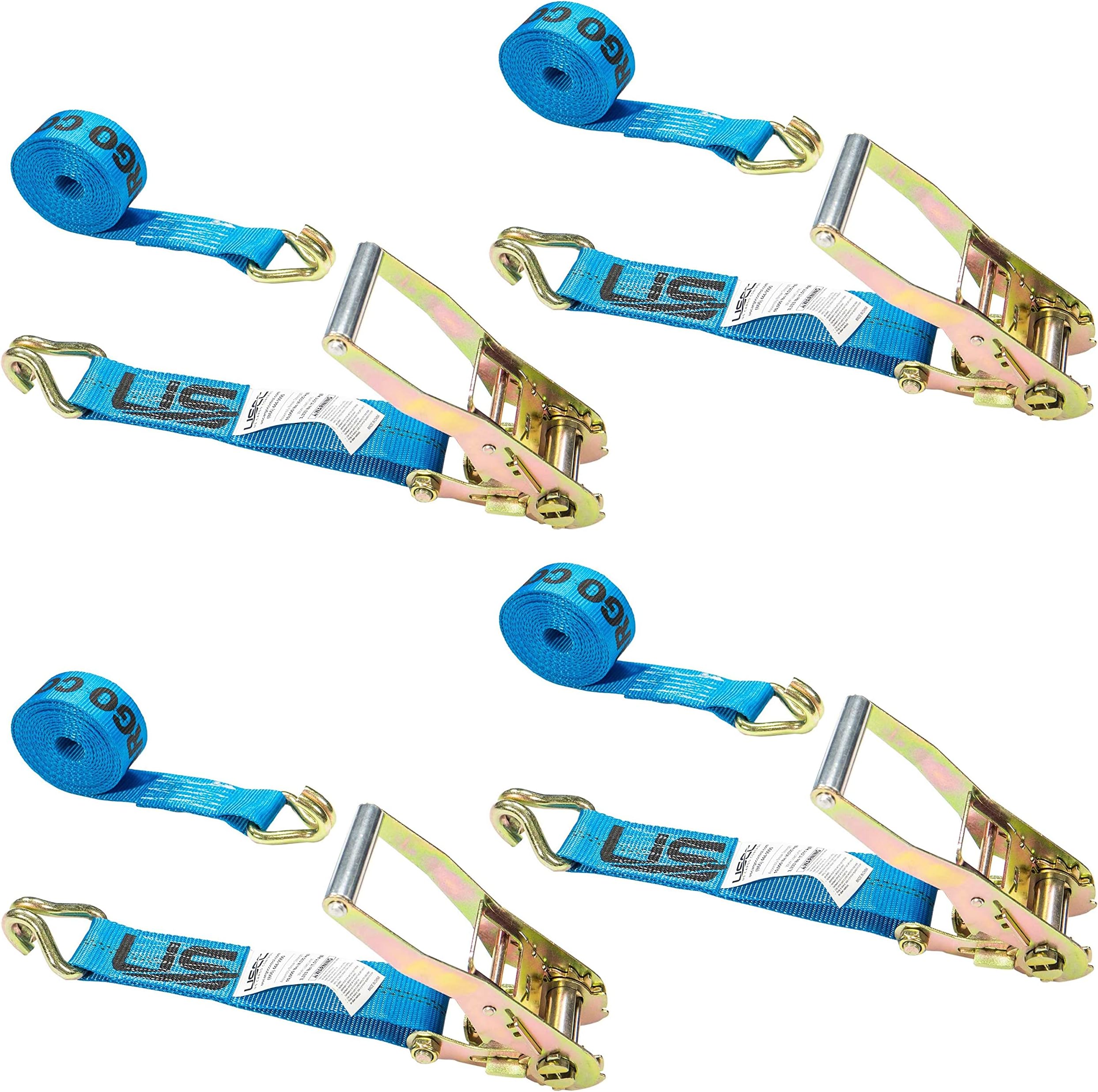 Amazon.com: US Cargo Control Ratchet Tie Down Straps, 2 Inch x 12 Foot ...