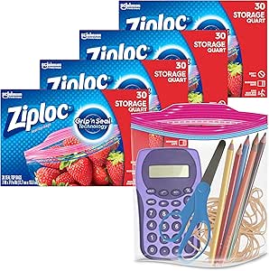 Amazon.com: Ziploc Quart Food Storage Bags, Grip 'n Seal Technology for ...