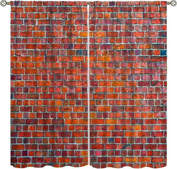 Amazon.com: ICMOLYYENLO Vintage Red Brown Brick Wall Curtains, Vintage ...