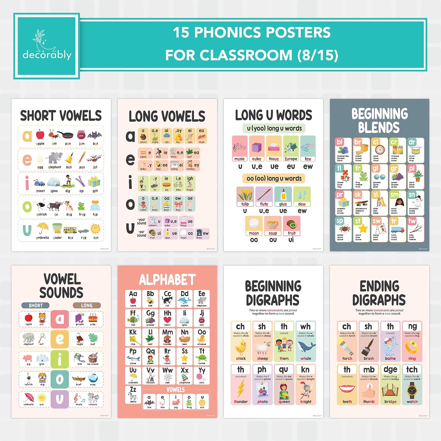 Buy 15 Phonics Posters - Classroom Decorations at Ubuy Algeria