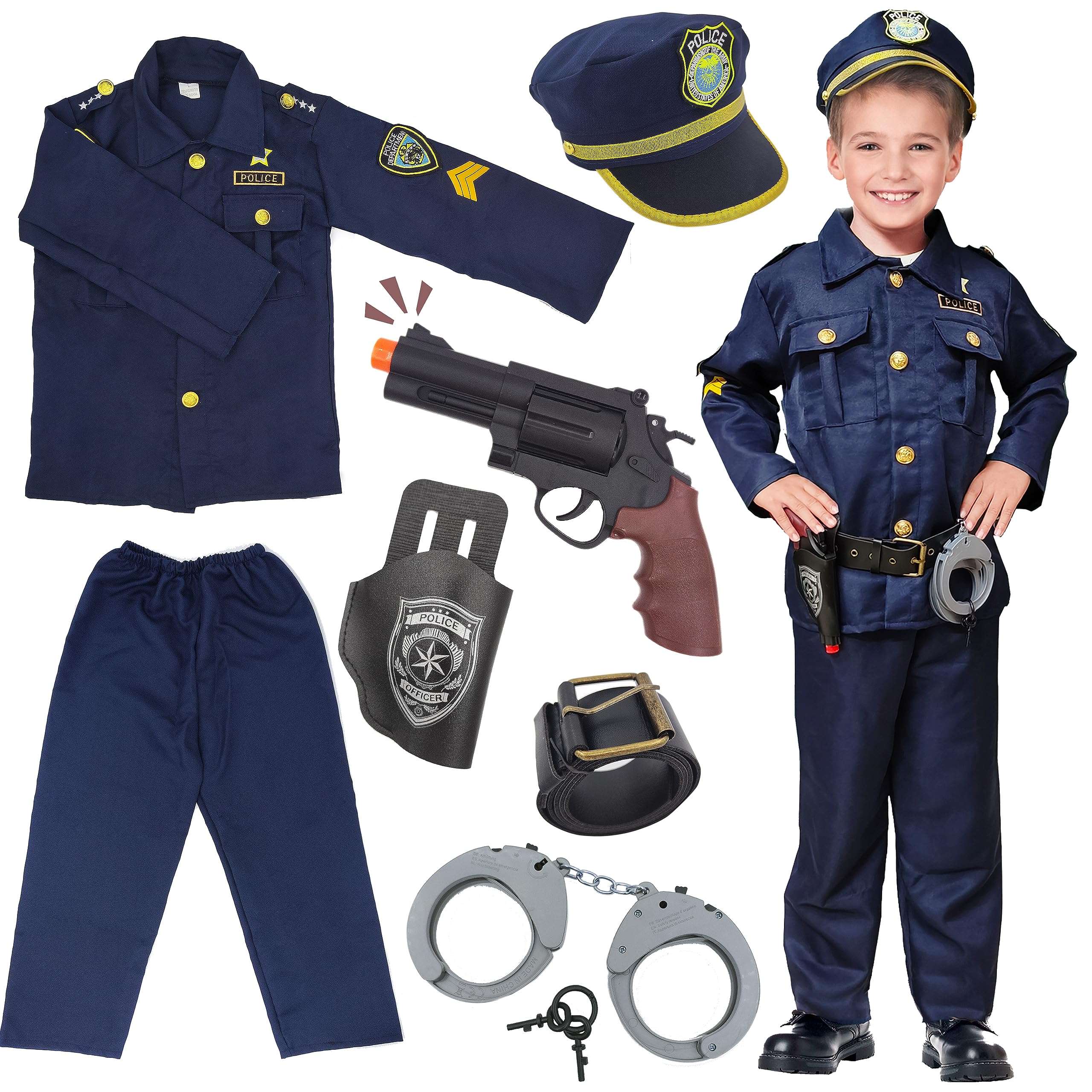 Snapklik.com : Kizzyland Police Officer Costume For Kids, Deluxe Police ...