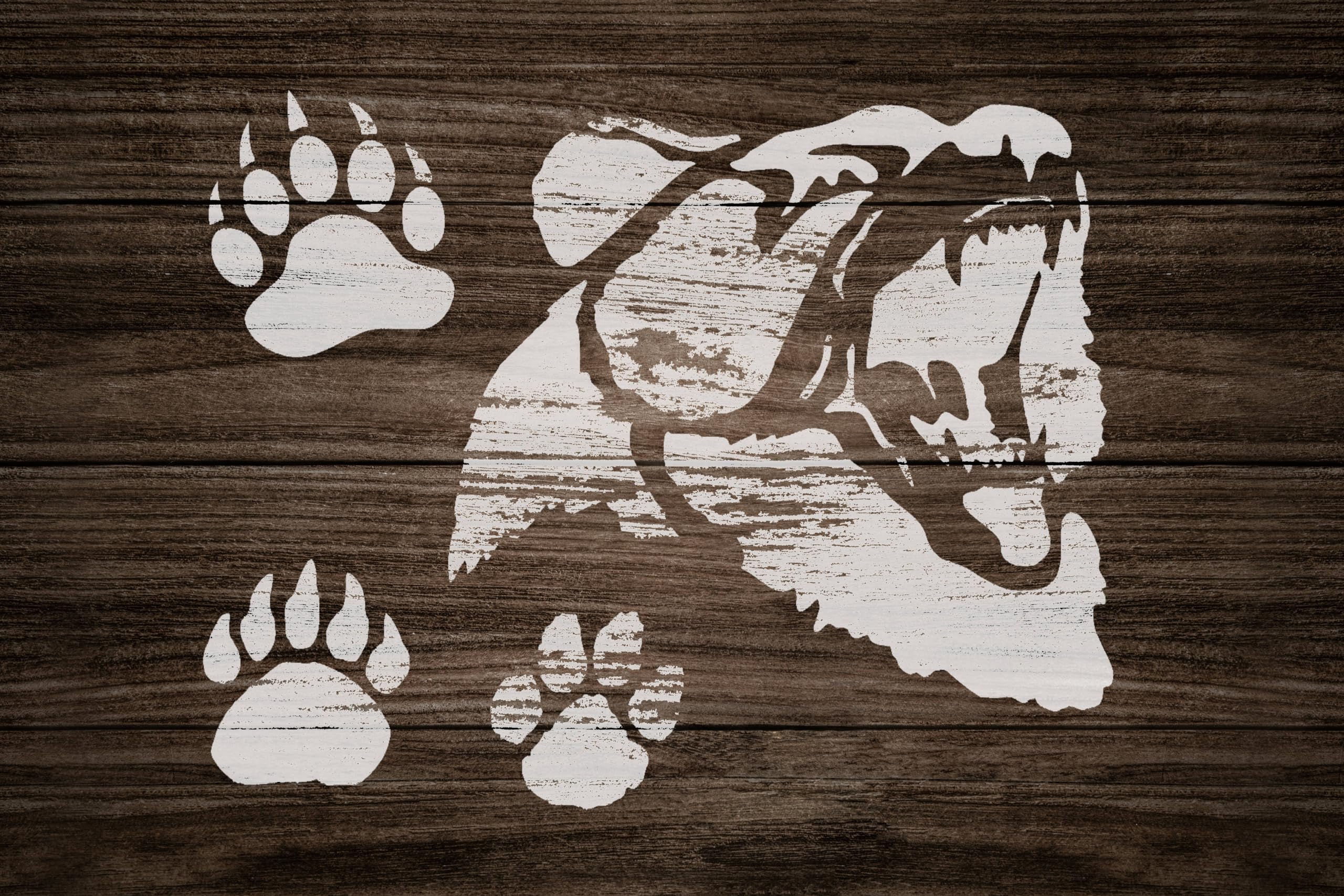 Grizzly Bear Paw Print Stencil Bear Or Panda Paw Footprint With Claws.