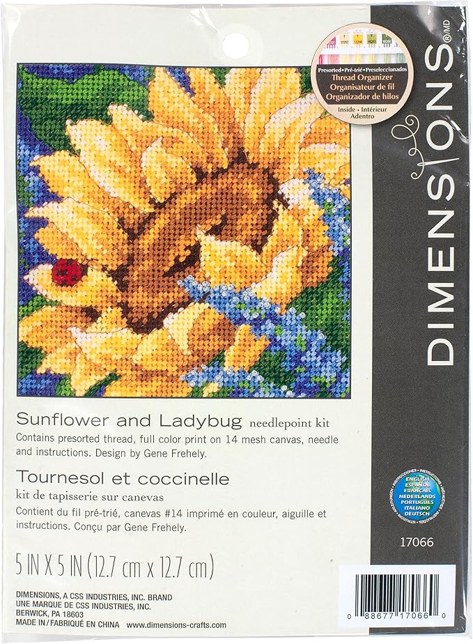 Amazon.com: Dimensions Needlepoint Kit, Sunflower and Ladybug Floral ...