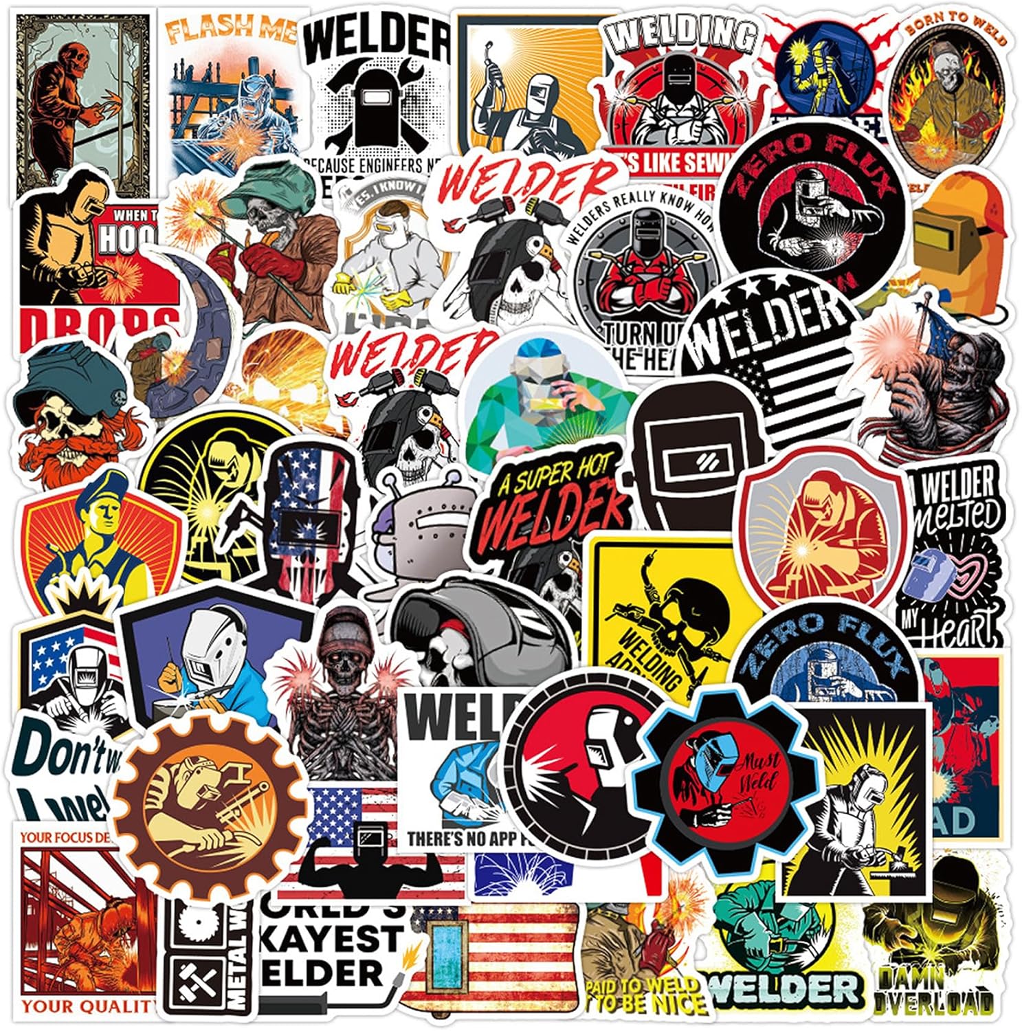Amazon.com: Welder Stickers 50Pcs Funny Welding Hard Hat Stickers for ...