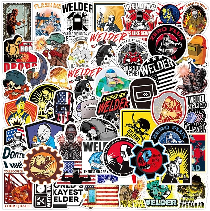 Amazon.com: Welder Stickers 50Pcs Funny Welding Hard Hat Stickers for ...