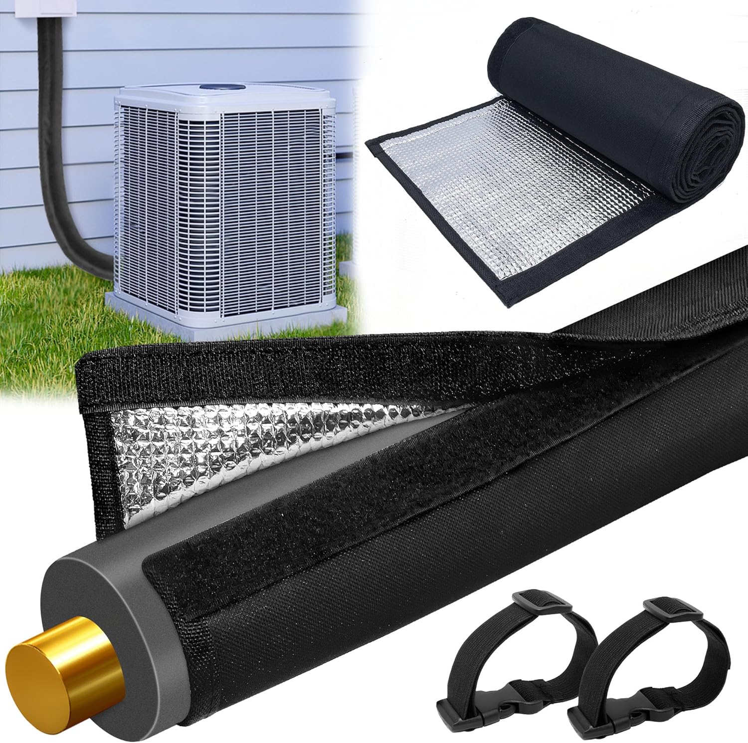 3 Layers AC Line Insulation, HVAC Copper Pipe Insulation Cover Outdoor ...