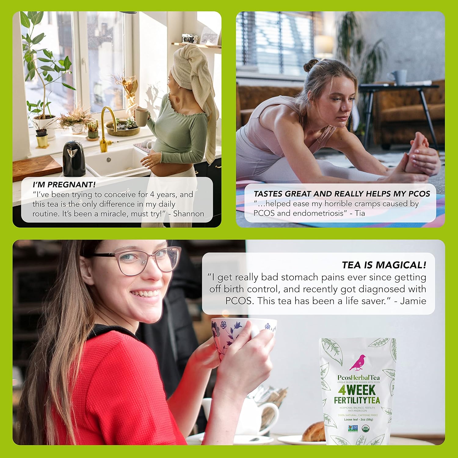 Buy PCOS Organic Red Raspberry Leaf, Vitex, Spearmint Tea improve ...