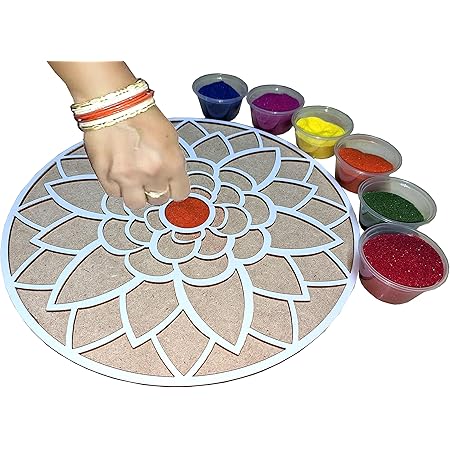 Buy StepsToDo Reusable Rangoli Template Mat with Wooden Base. Just Fill ...