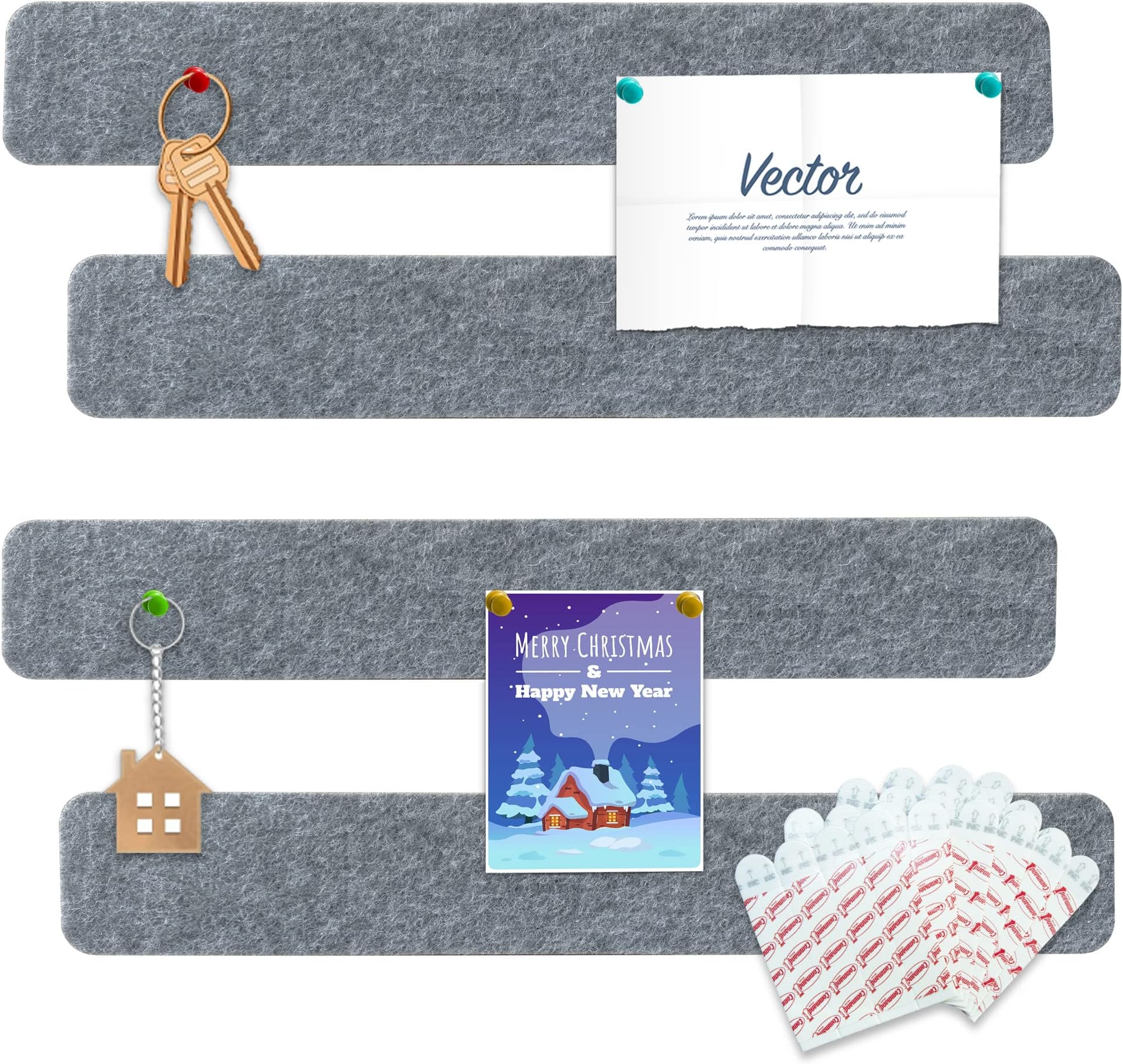 Felt Pin Boards Bar Strips for Walls Bulletin Board Removable with 24 ...