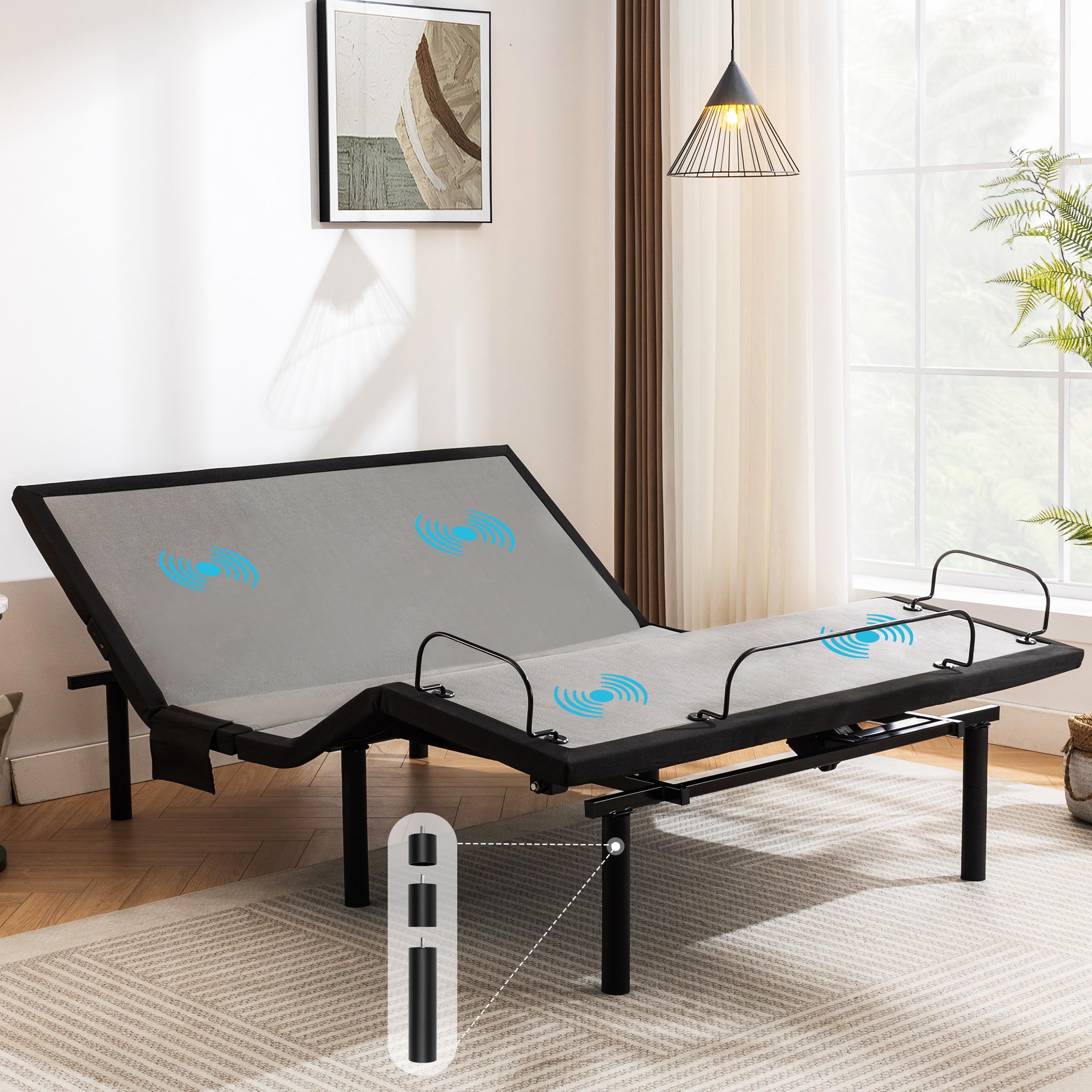 Amazon.com: ASONLY Adjustable Bed Frame Queen with 4-Level Height Legs ...
