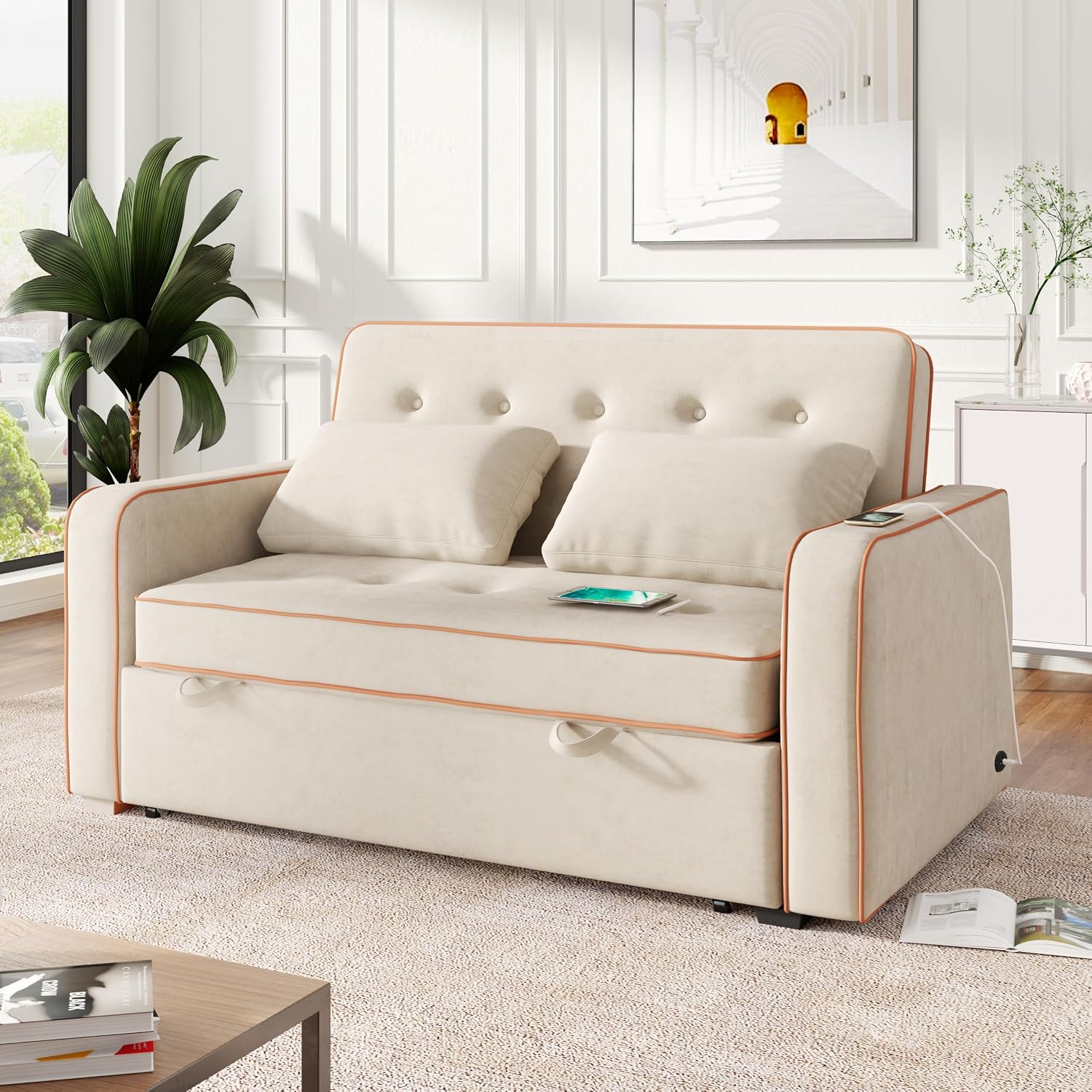 Amazon.com: ERYE 3 in 1 Oversized Convertible Sleeper Sofabed,Modern ...