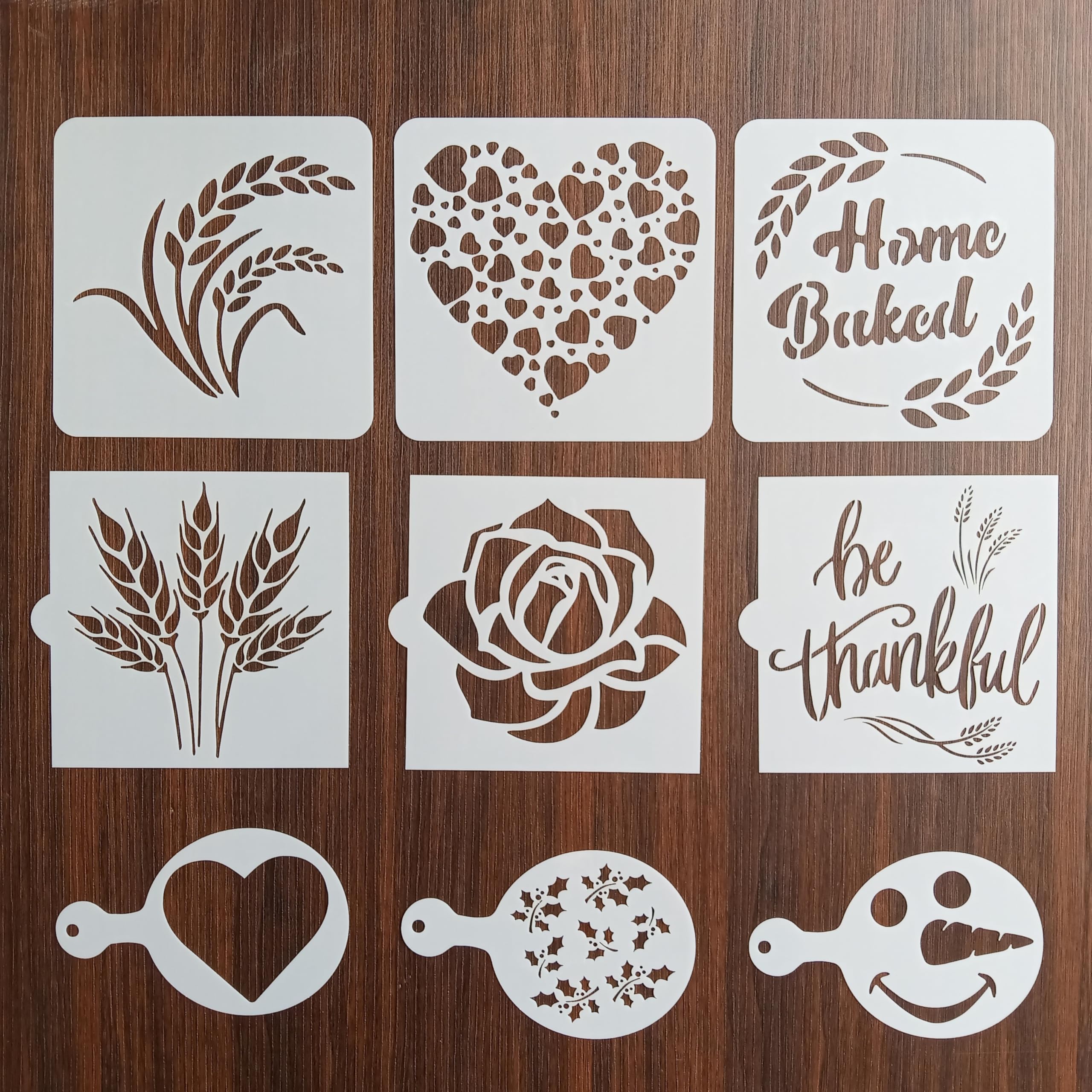 Amazon.com: 9 Pieces Bread Stencils Baking Stencil Set Cook Stencil ...