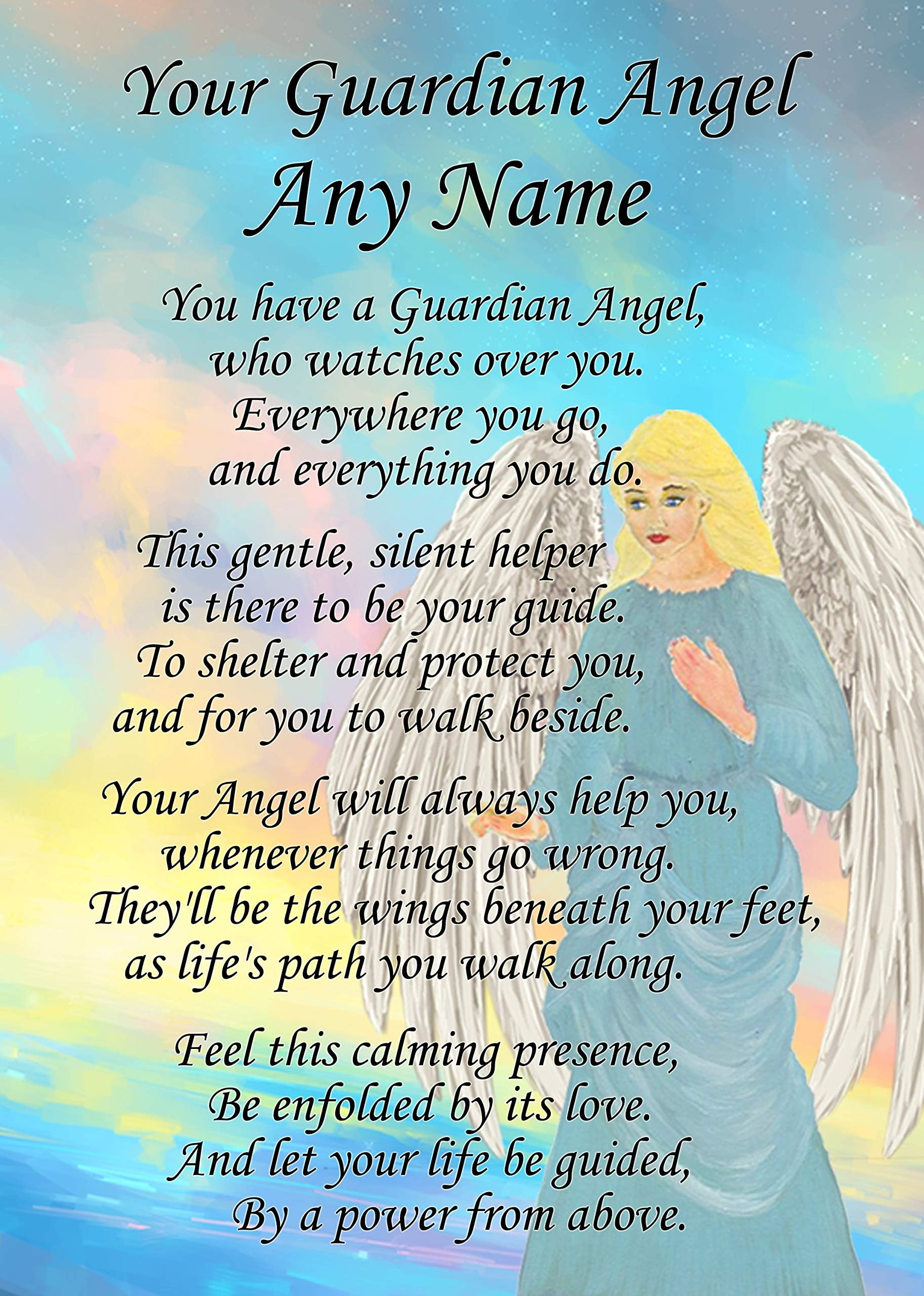 Personalised Guardian Angel Poem Verse Greeting Card : Amazon.co.uk ...