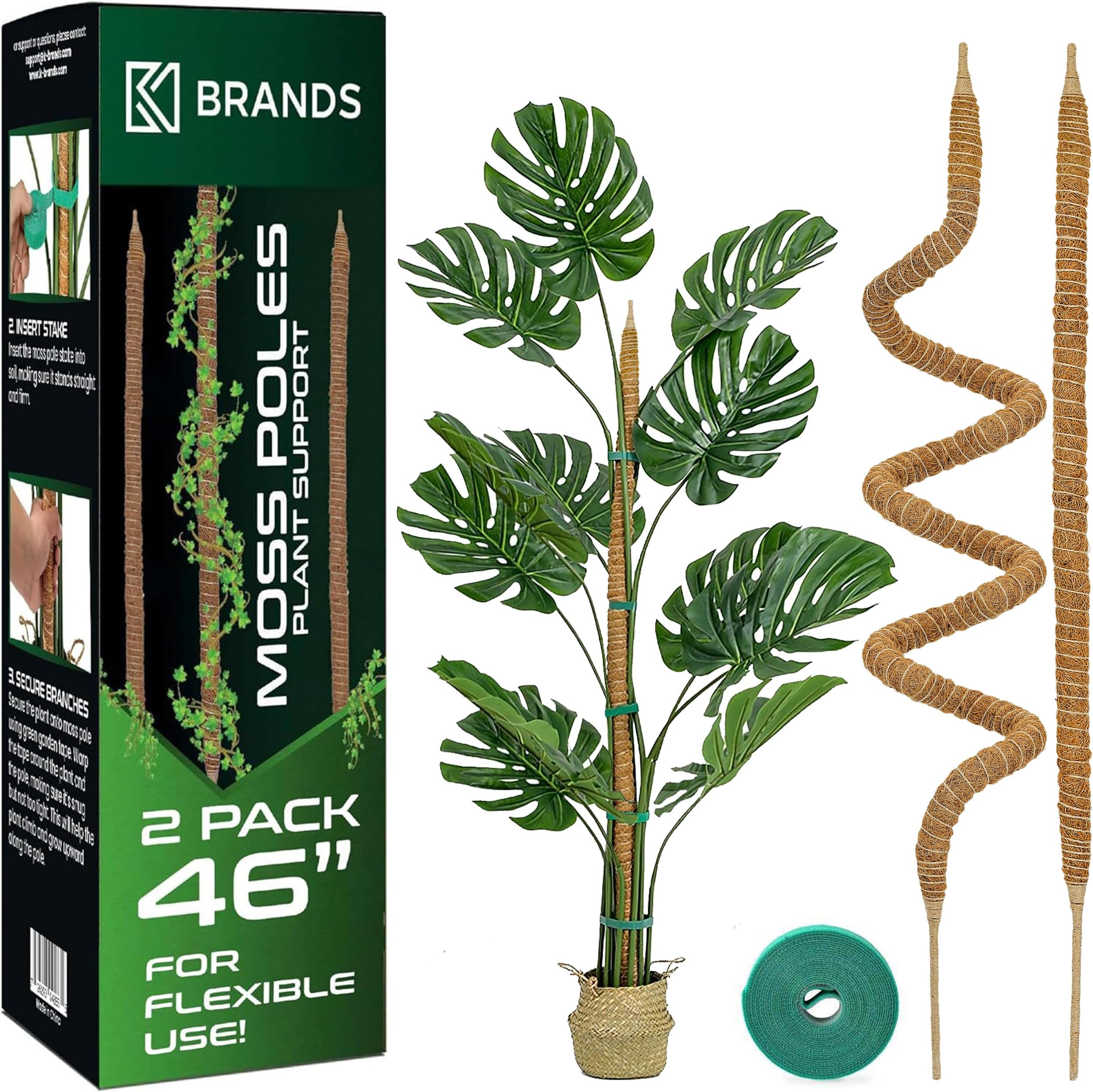 Amazon.com : 2 Pack Moss Pole - 25'' Bendable Monstera Plant Support ...