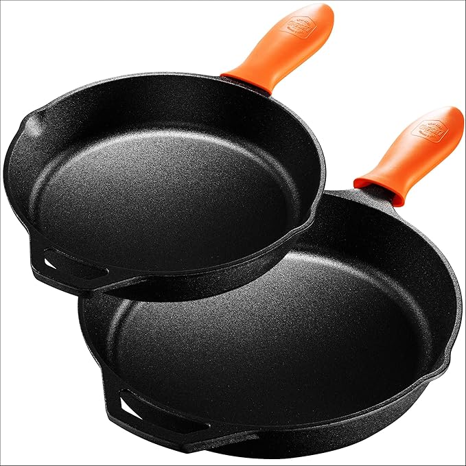 Amazon.com: Legend Cookware Cast Iron Skillet Set Large 10” & 12 ...