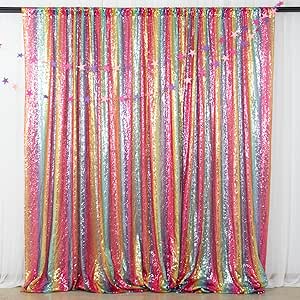 Amazon.com : ShinyBeauty Rainbow Backdrop 8FTx10FT Glitter Backdrop ...