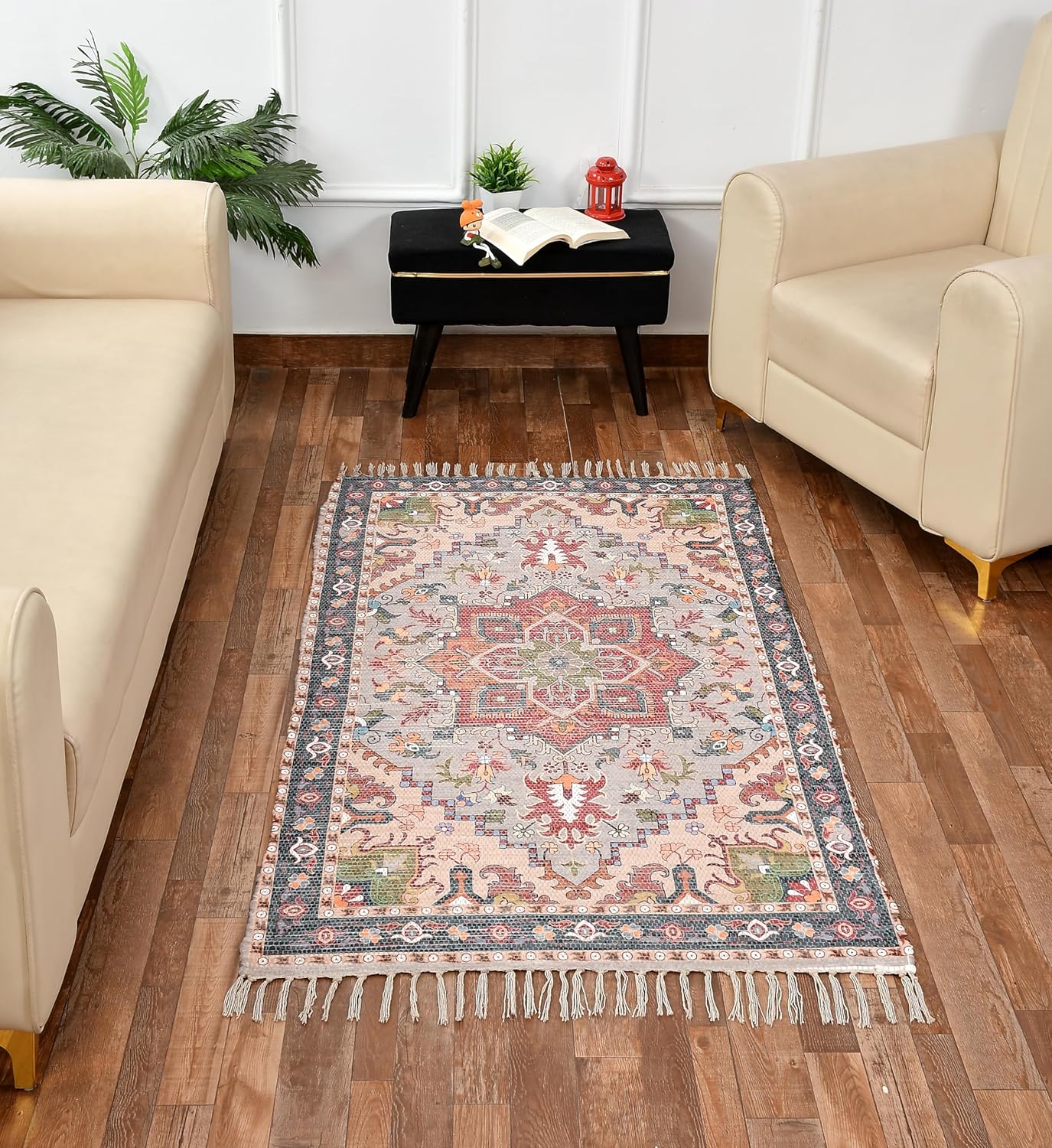 Buy MEHAR KART Chindi Handmade Printed Modern Dhurrie/Rugs/Carpet for ...