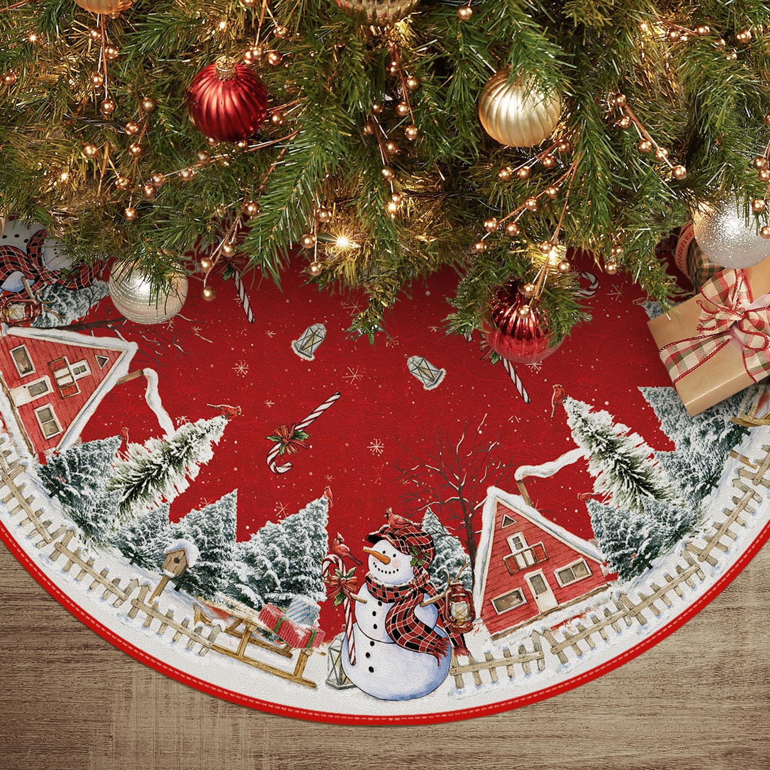 Amazon.com: AVOIN colorlife Christmas Tree Skirt 36 Inch, Christmas ...