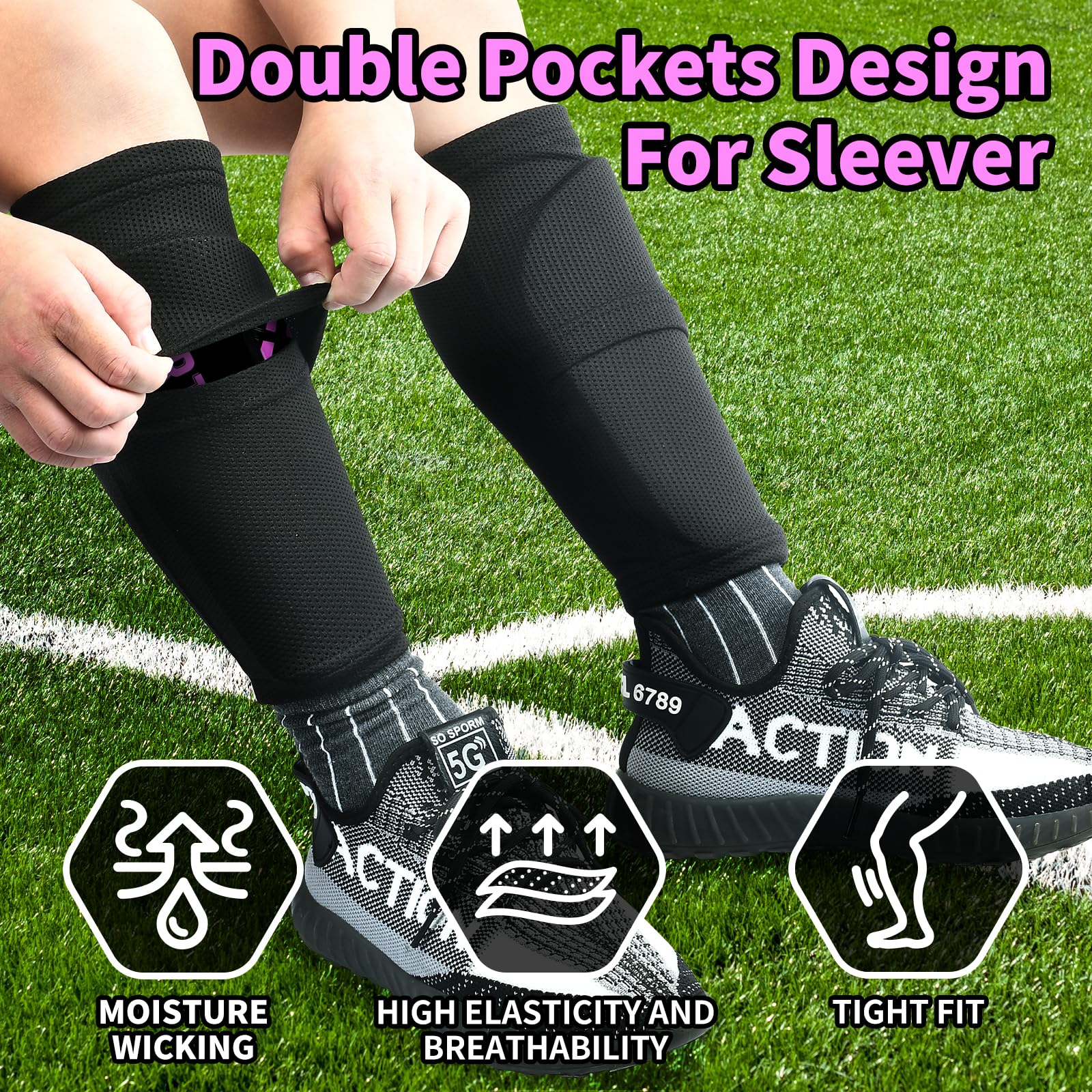 Shin Guards Kids 8-10 Soccer Shin Guards Sleeves Socks Calf Compression ...
