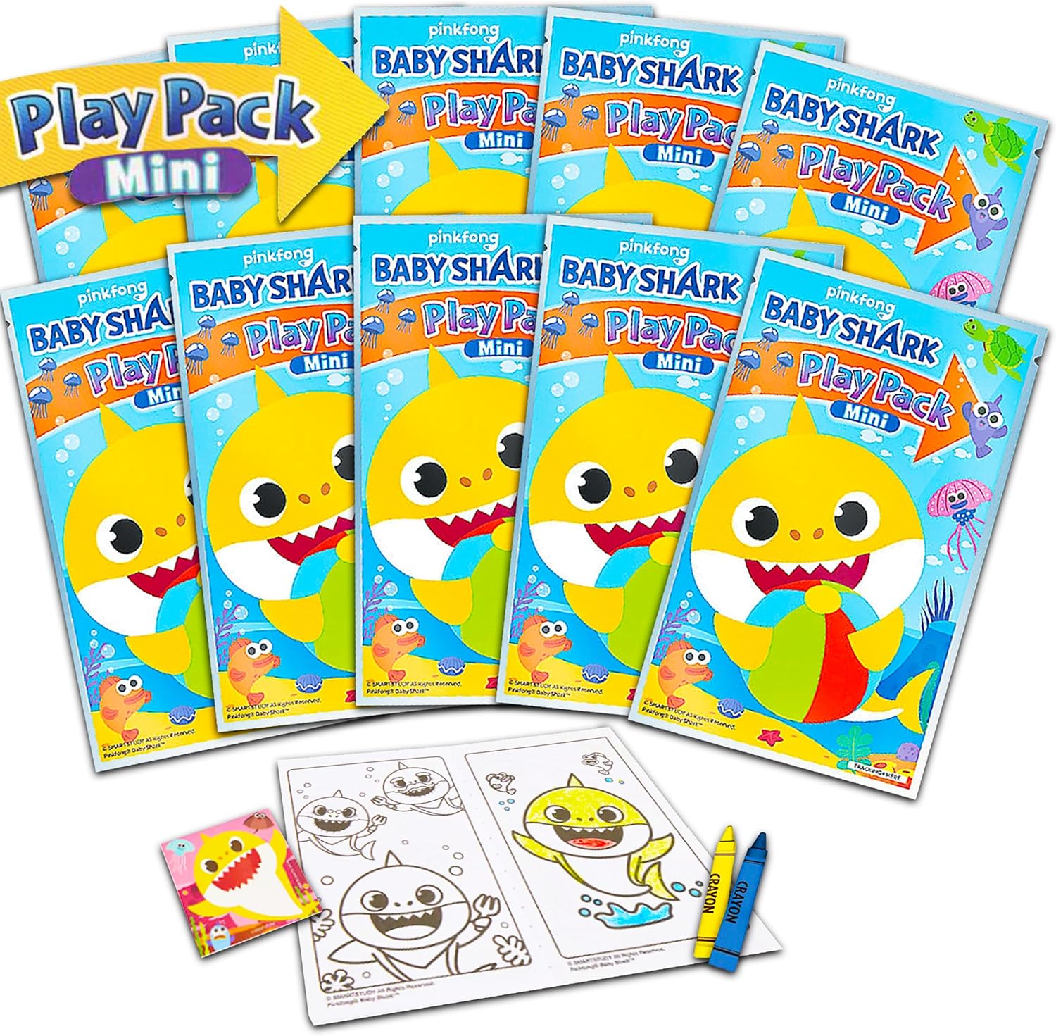 Amazon.com: Baby Shark Party Favors Bundle Baby Shark Activity Set - 10 ...