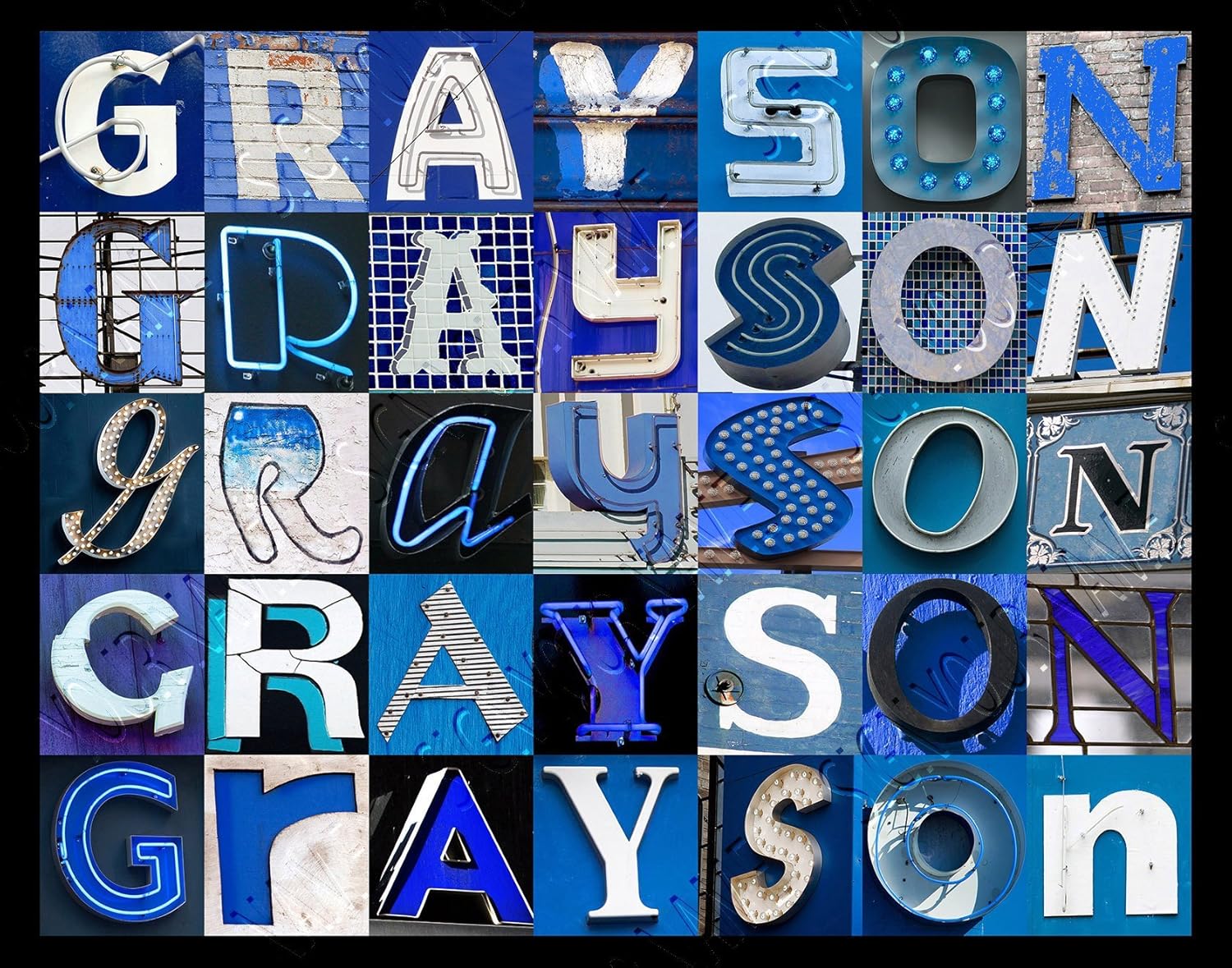 Amazon.com: GRAYSON Personalized Name Poster Using BLUE Sign Letters ...