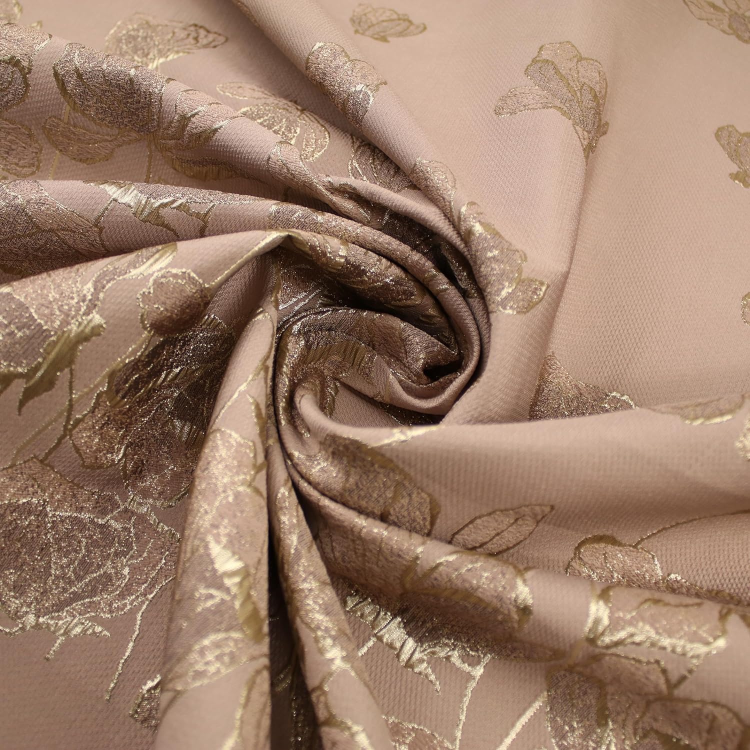 Light Peach Gold Falling Floral Border Metallic Textured Brocade Fabric ...
