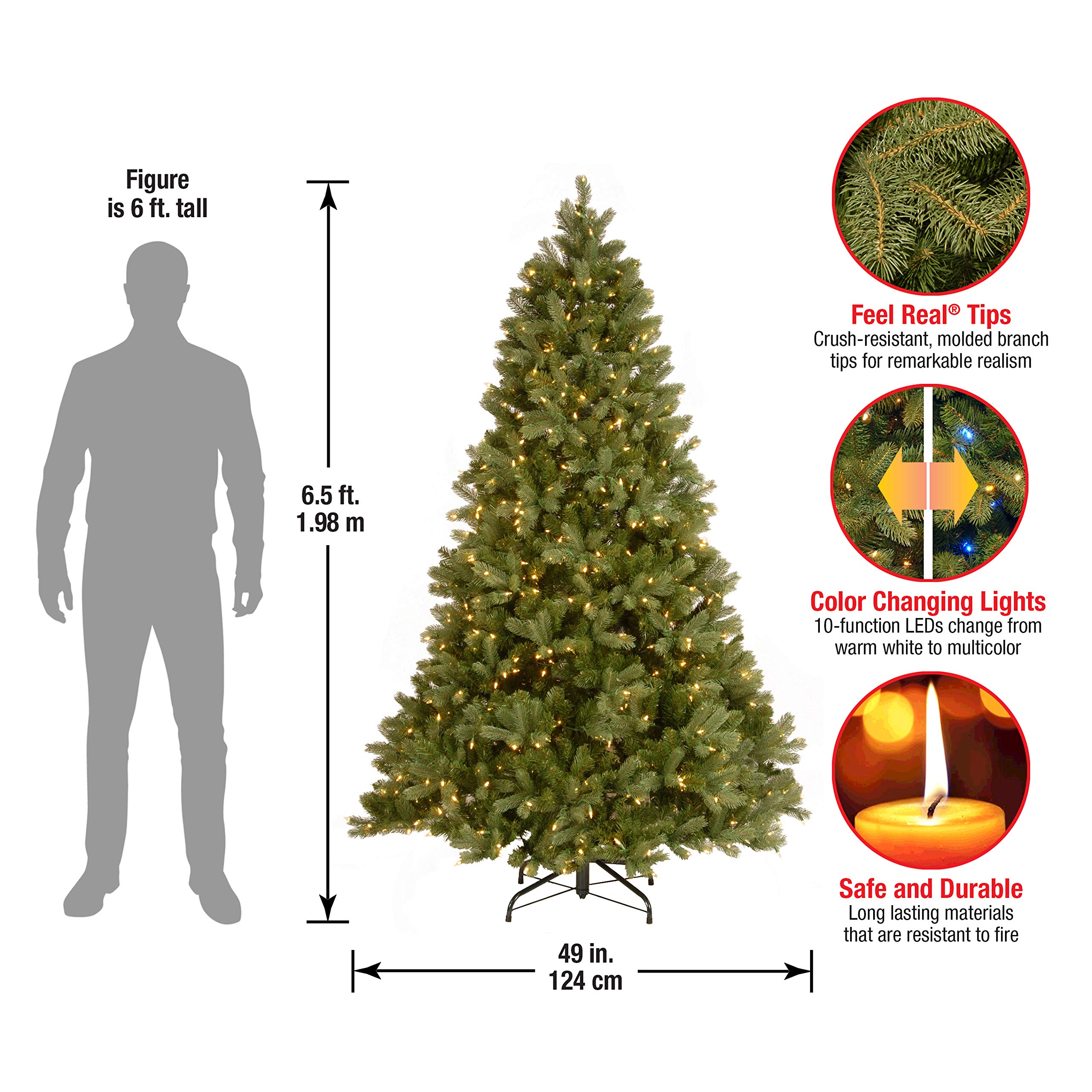 National Tree Company Pre-Lit 'Feel Real' Artificial Full Downswept ...