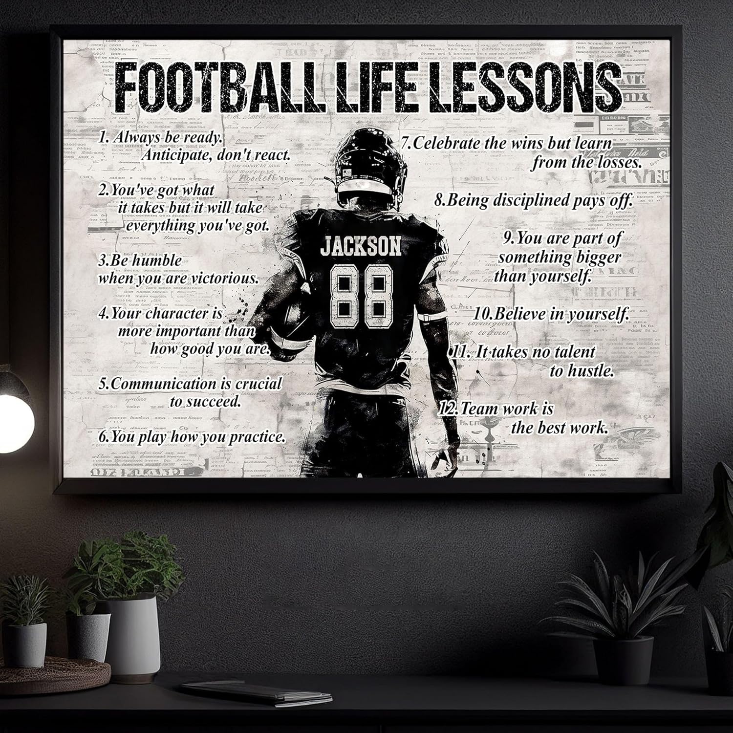 Amazon.com: Personalized Motivational Football Boy Canvas Painting ...
