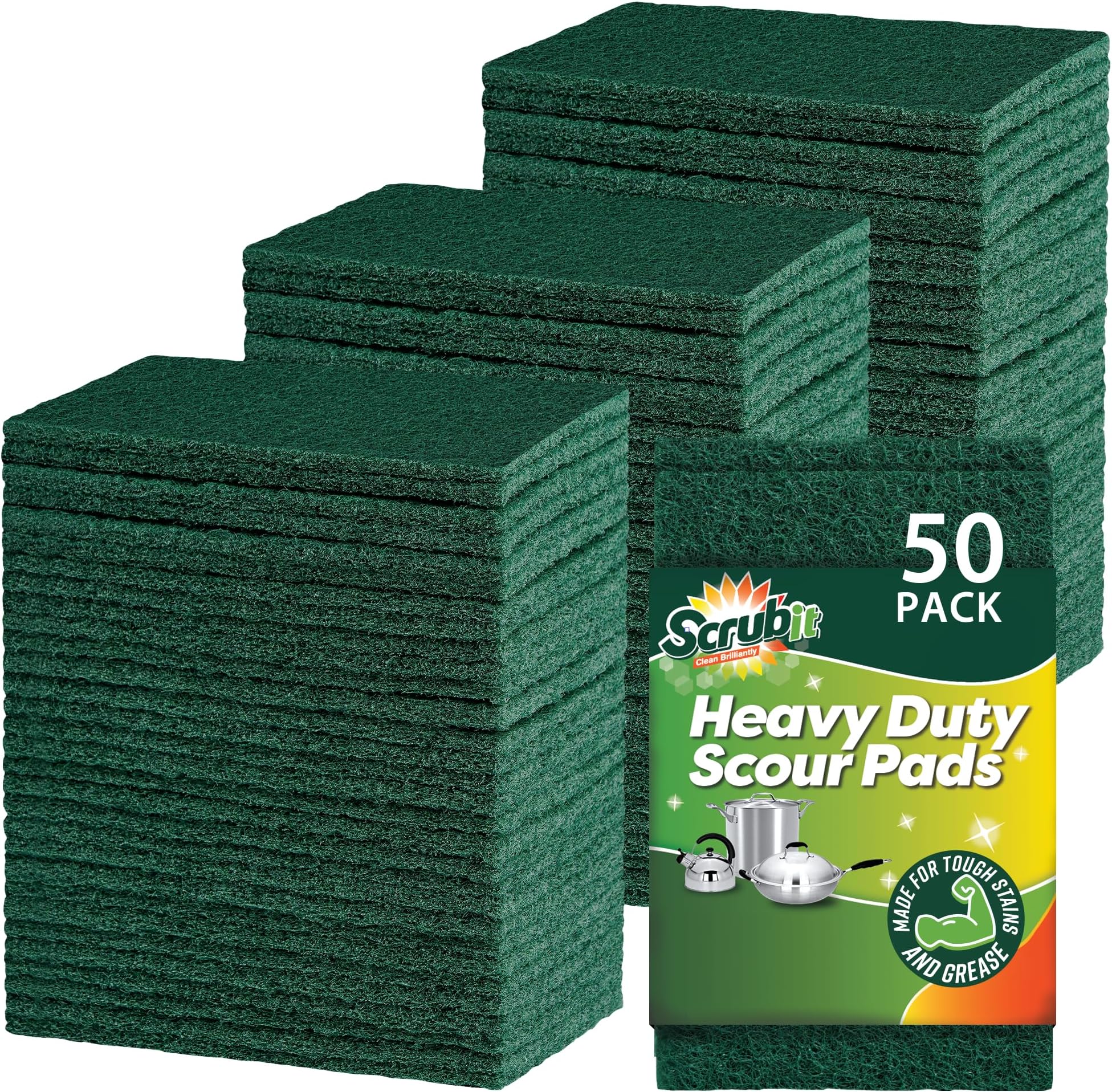 Amazon.com: MAQIHAN Heavy Duty Scouring Pad - 10PCS Scouring Pads for ...