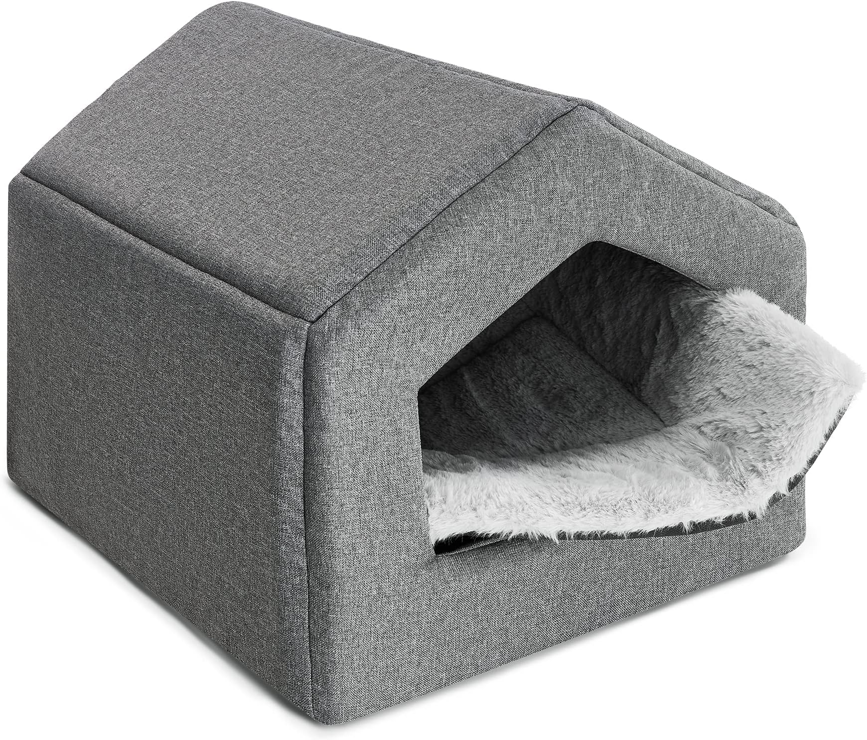 Bjird Hundebett & Hundehütte in einem - Hundehaus mit Dach für kleine ...