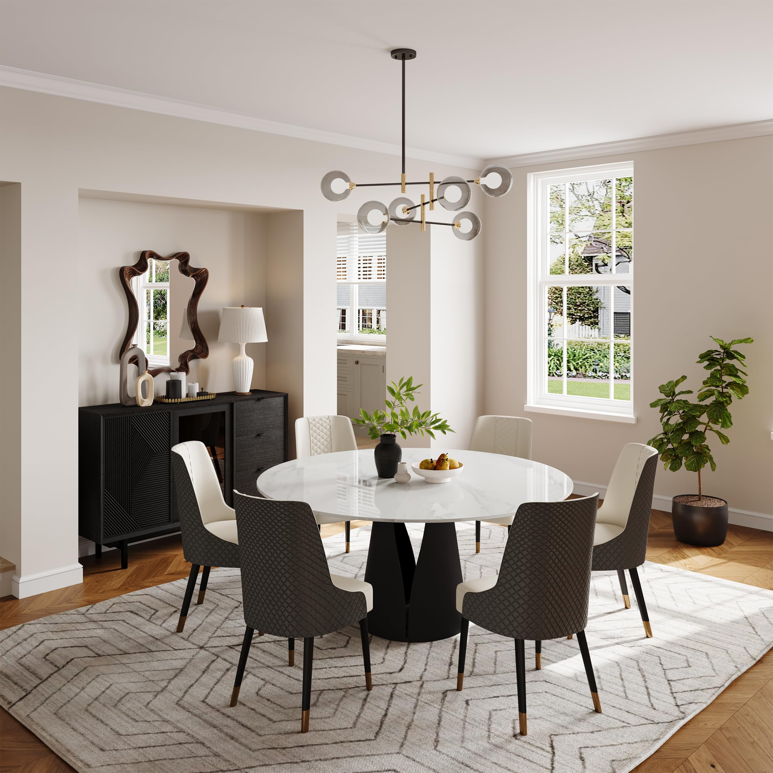 Amazon.com - POVISON Round Dining Table for 4, Modern Dining Table ...